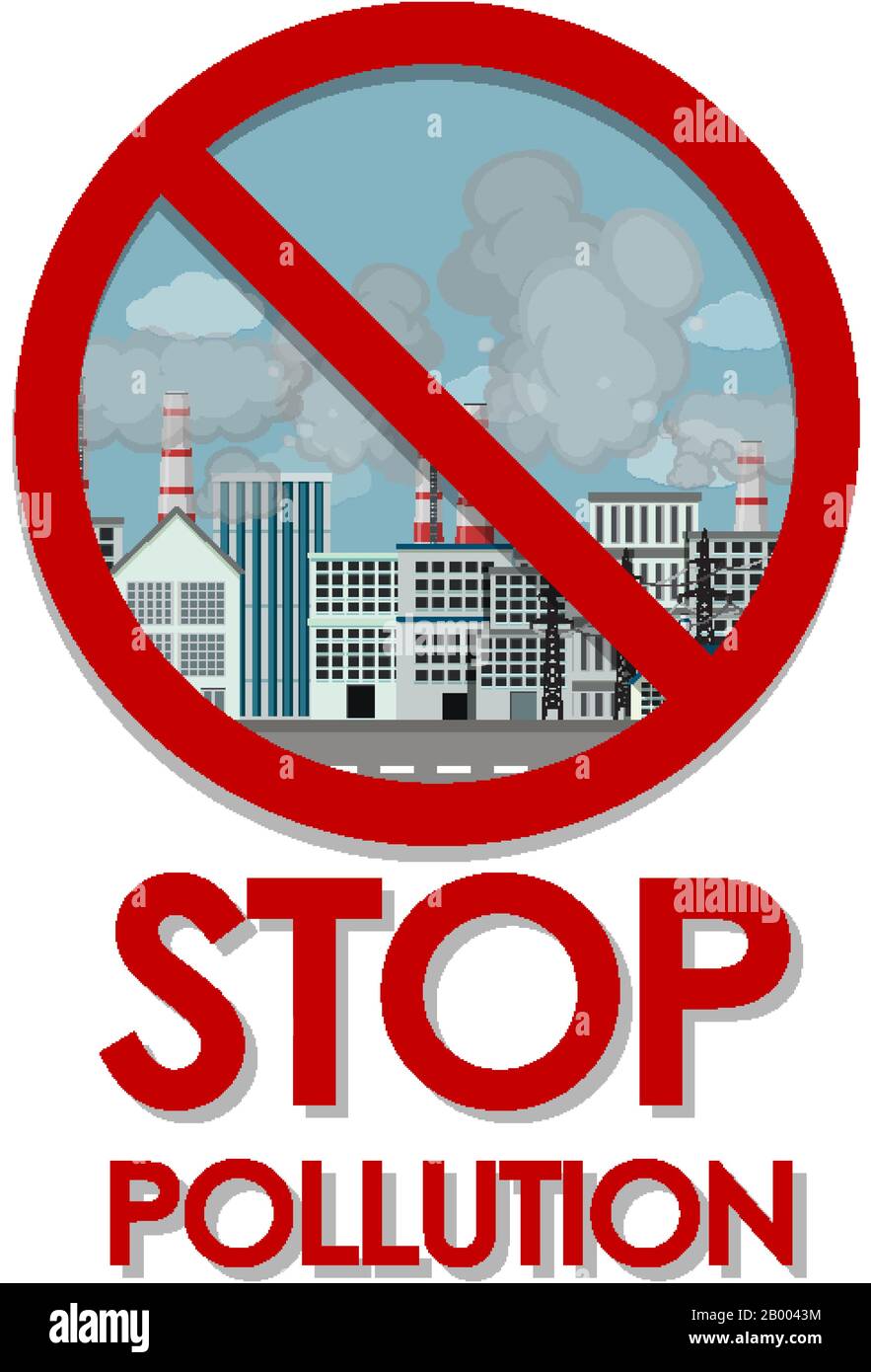 Affiche pour arrêter la pollution avec les bâtiments d'usine dans l ...