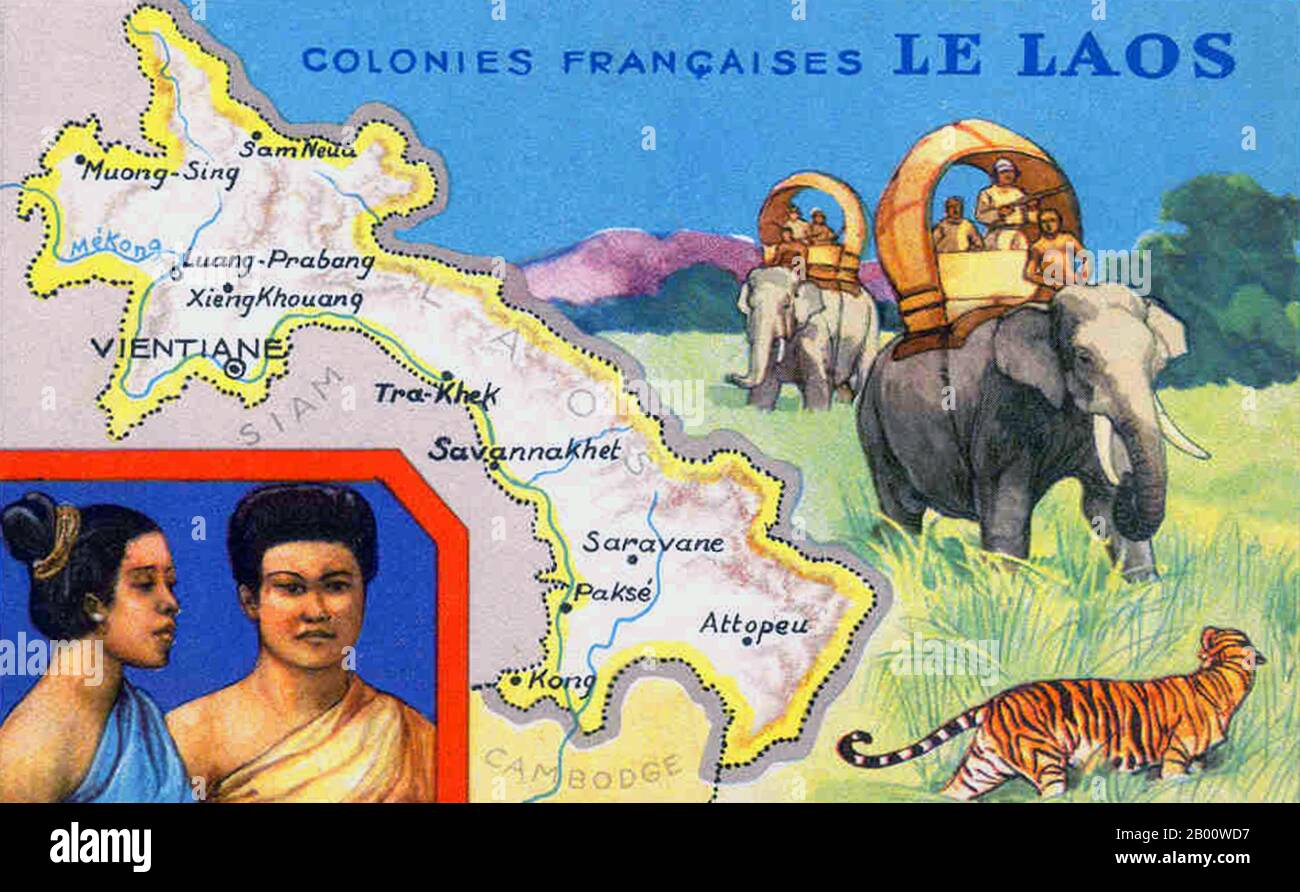 Laos: 'Colonies Francaises le Laos': Carte postale de la période ...