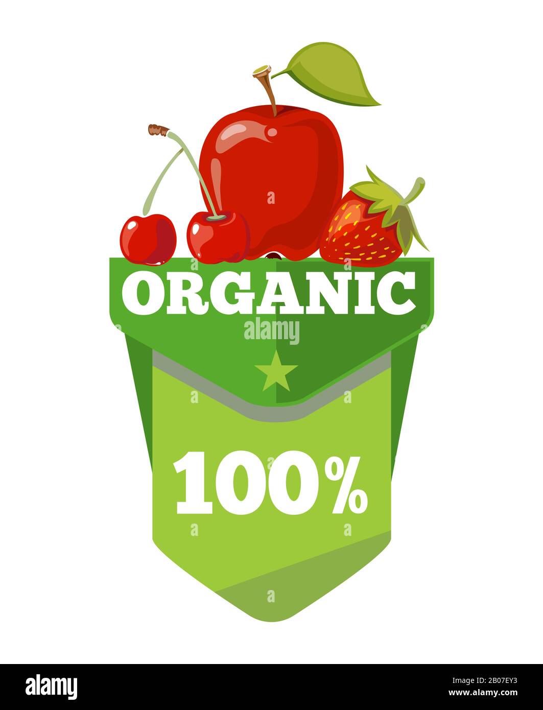 Logo de fruits biologiques naturels, étiquette, modèle de badge avec ...