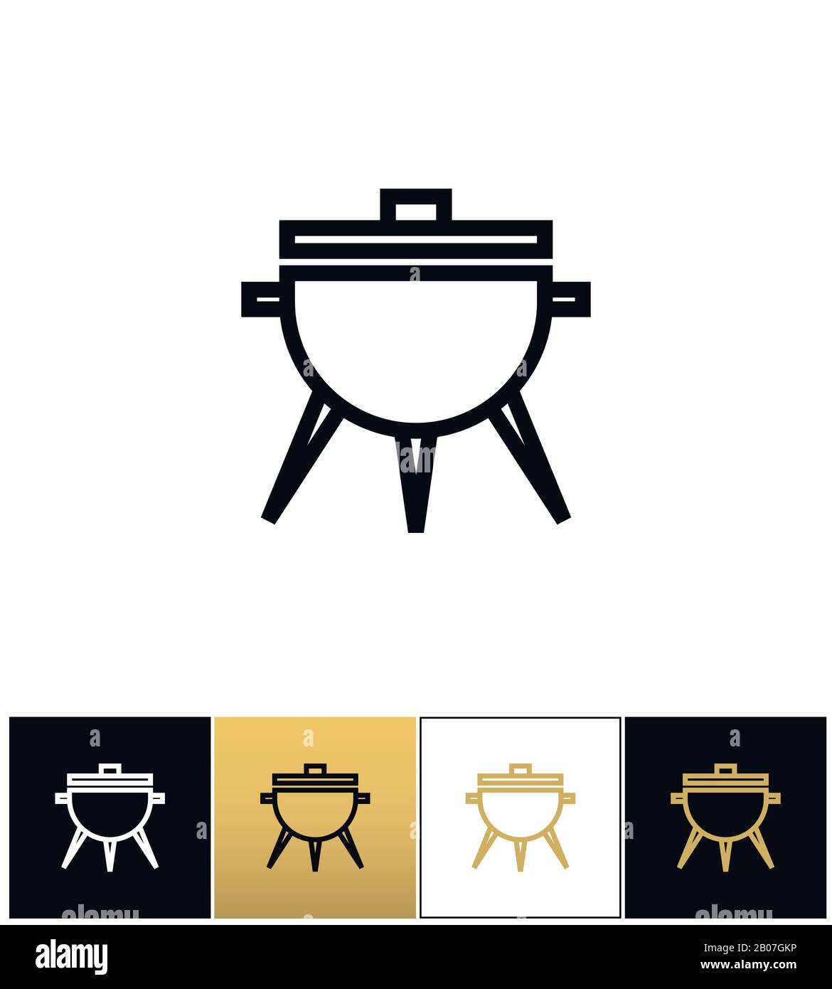Symbole barbecue ou icône de vecteur de gril de cuisson de repas ...