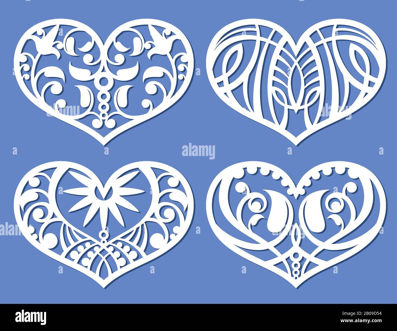Lacy coeurs, découpe au laser formes de fretwork, découpe du traceur ...