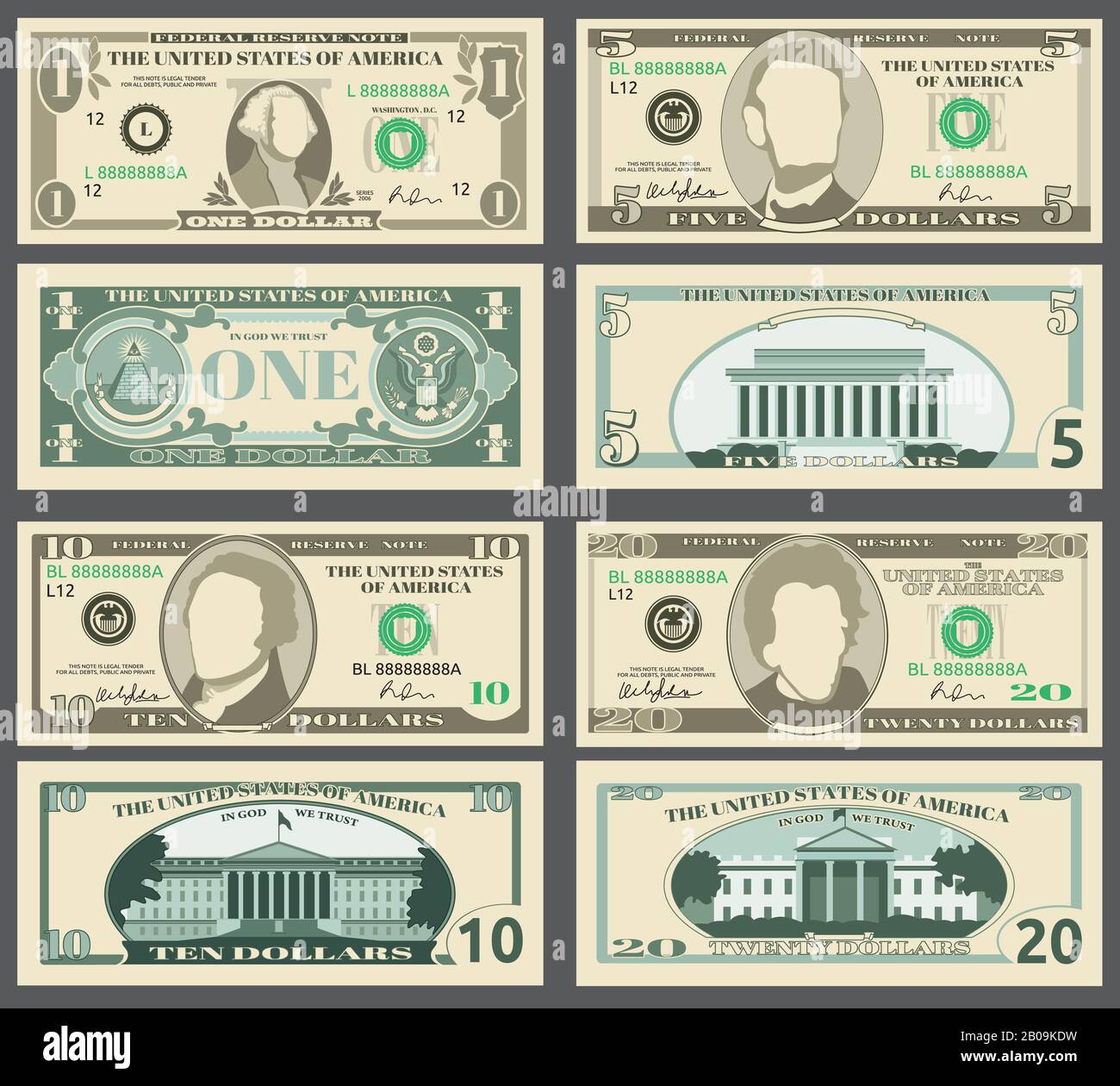 One us dollar note Banque d'images vectorielles - Alamy