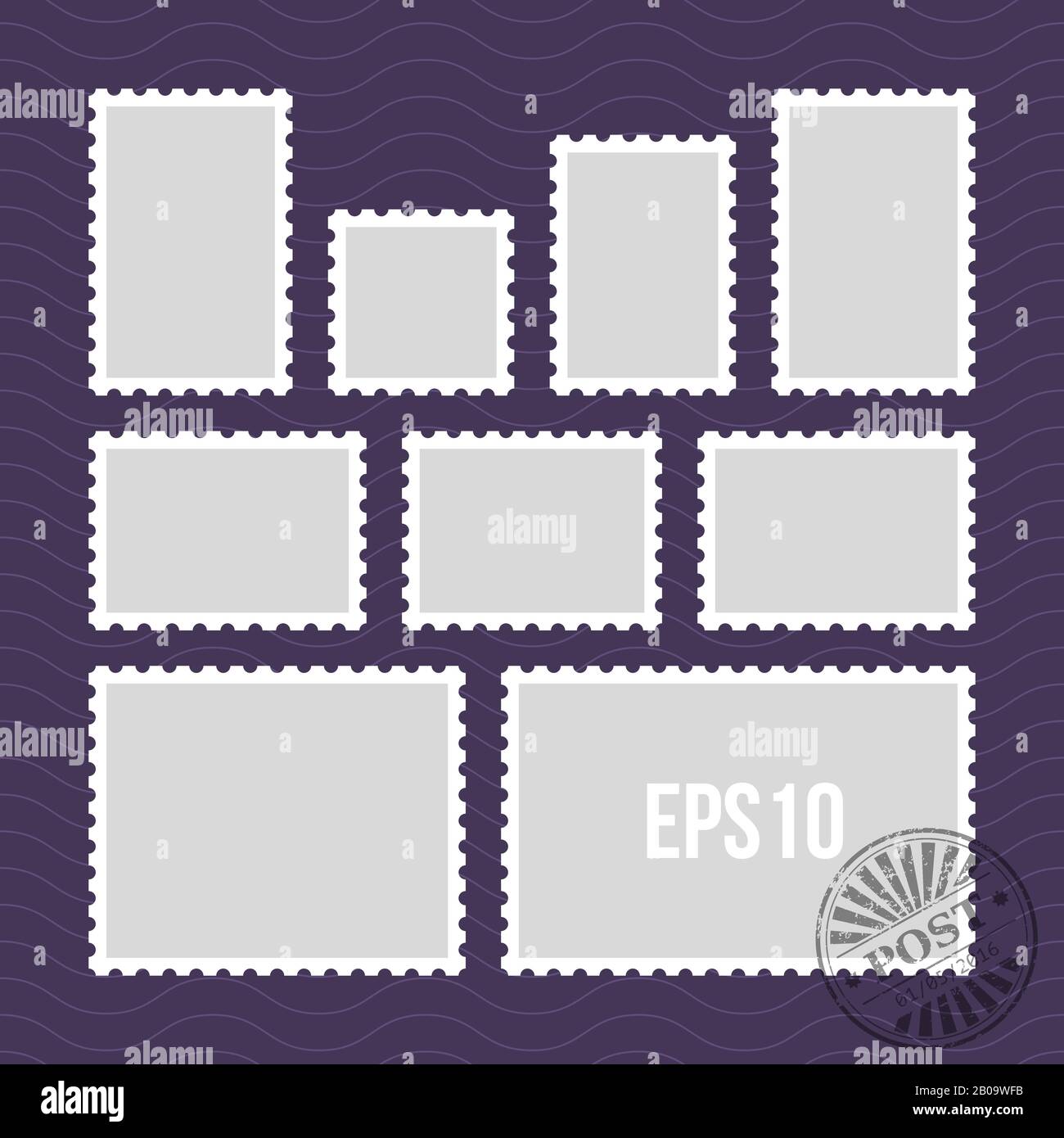 Timbres-poste avec bord perforé et modèle vectoriel de timbre-poste ...