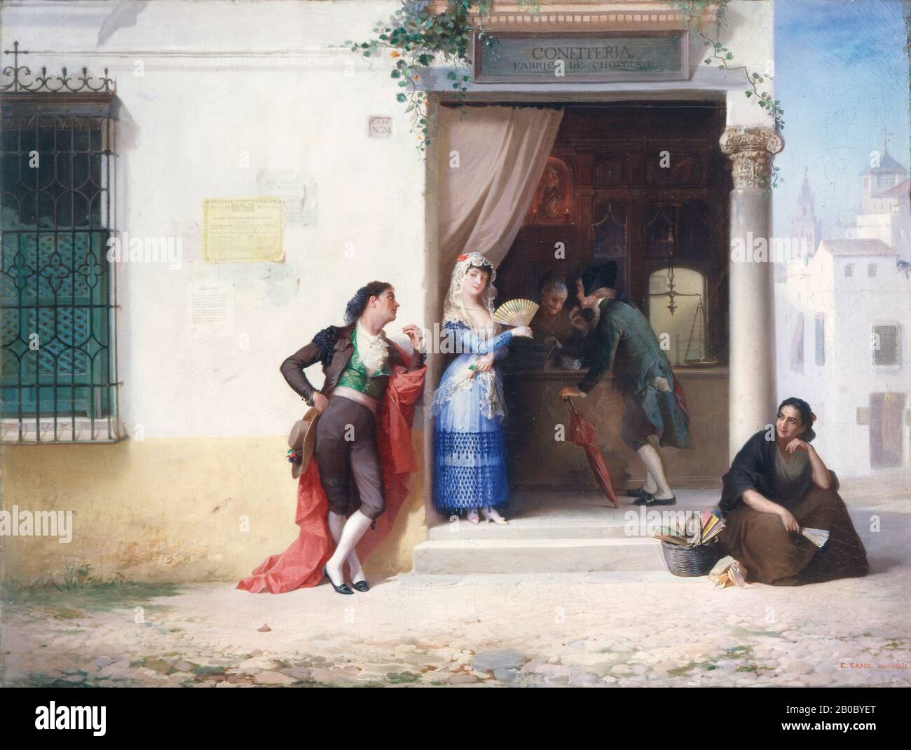 Eduardo Javier Ramón Cano de la Peña, scène de rue à Séville, 1871 ...
