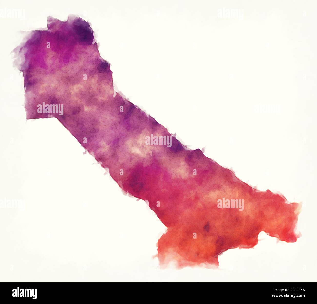 Carte des aquarelles de la région de Lebap au Turkménistan Photo Stock ...