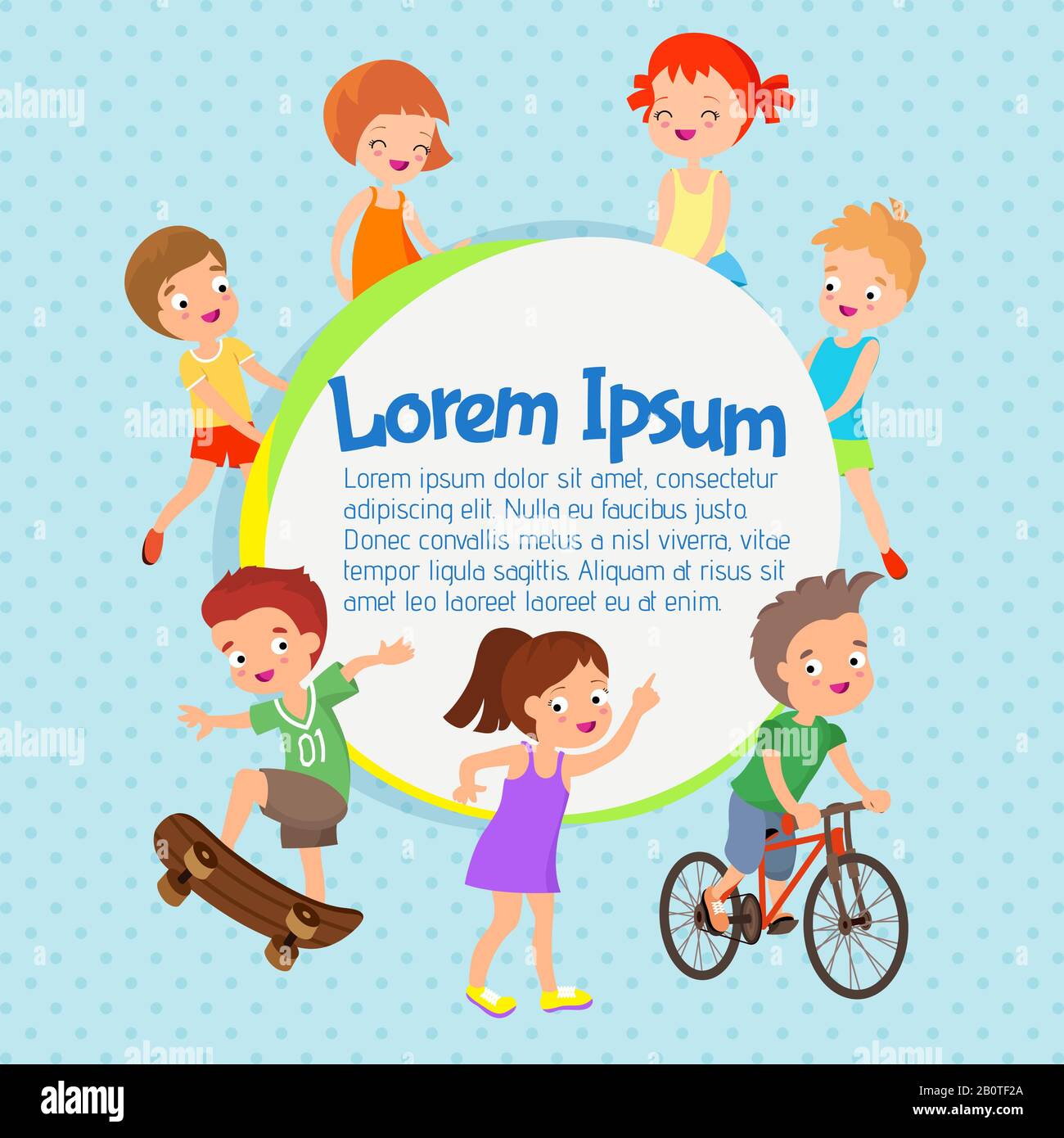 Affiche enfants à vecteur de dessin animé. Enfants amusant jardin d ...