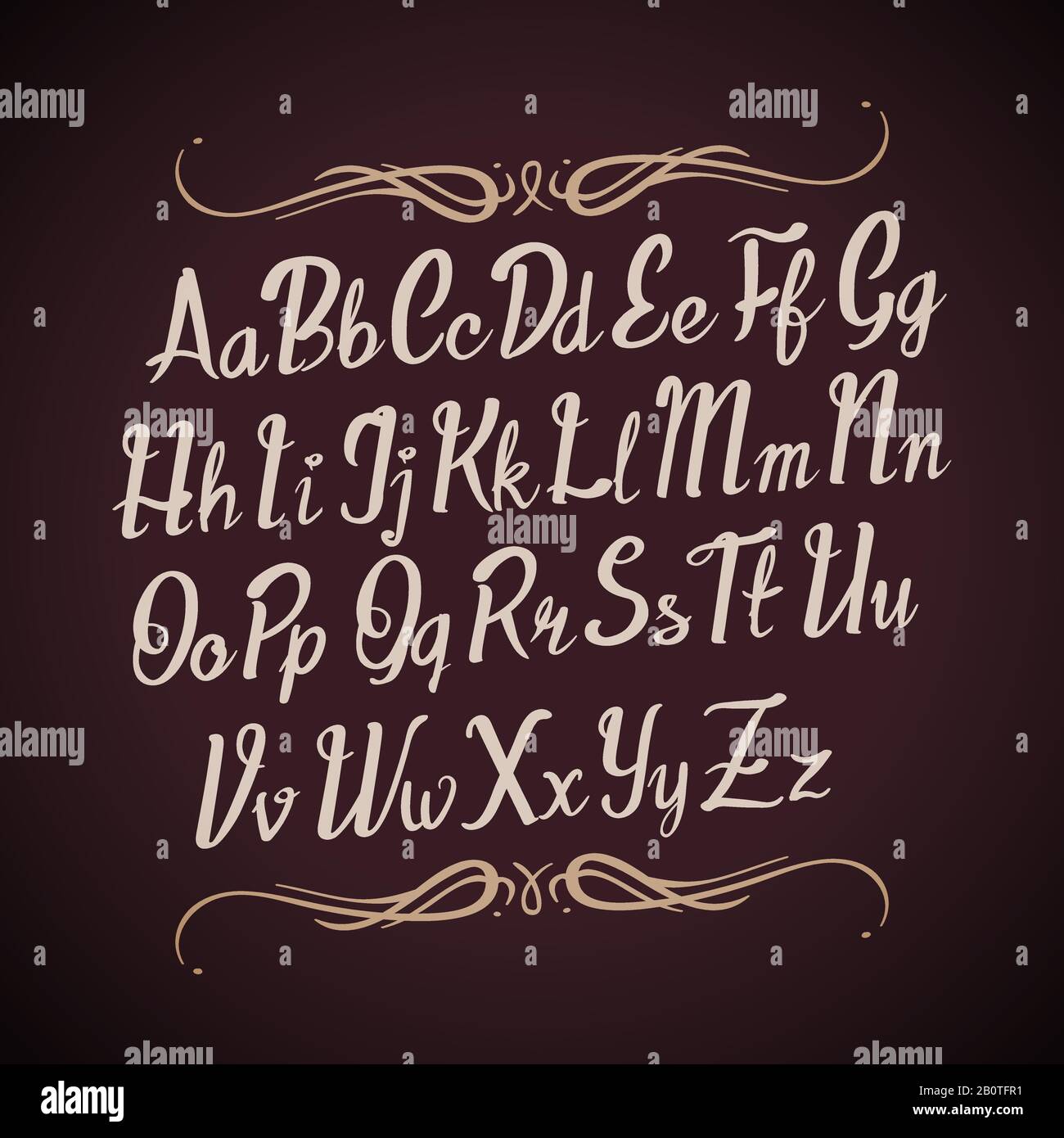 Lettres vectorielles dessinées à la main. Type de calligraphie ...