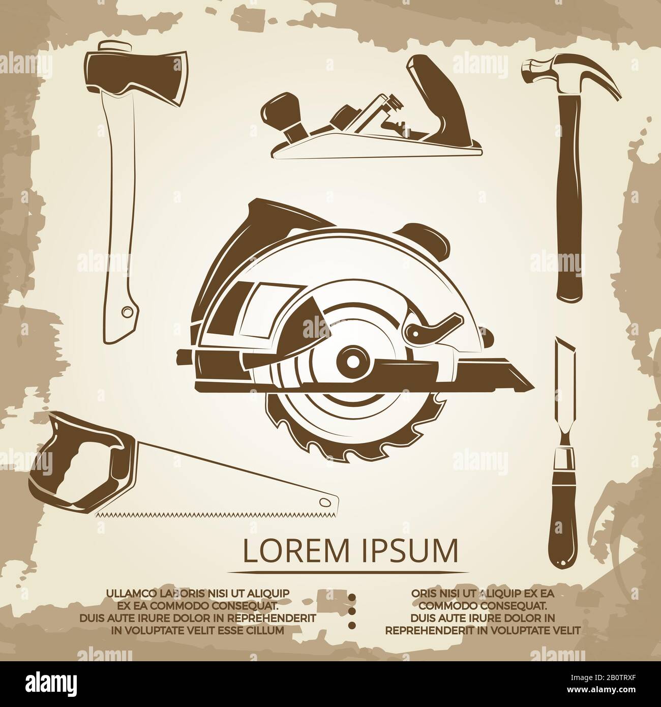 Affiche d'outils de menuiserie - conception ancienne de la collection d ...