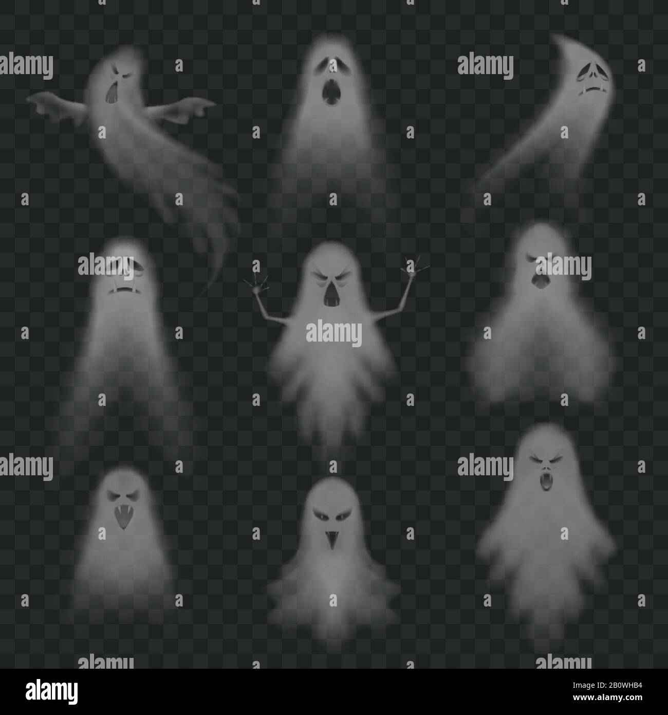 Fantôme réaliste. Visage d'apparition d'Halloween effrayant, figure ...