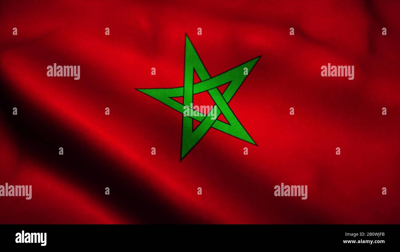 Le drapeau marocain agitant dans le vent. Drapeau national du Maroc ...