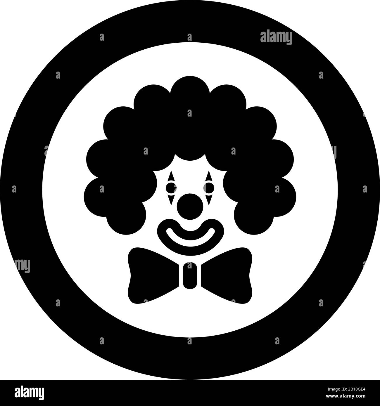Tête de visage clown avec grand noeud et cheveux frisés Circus carnaval ...