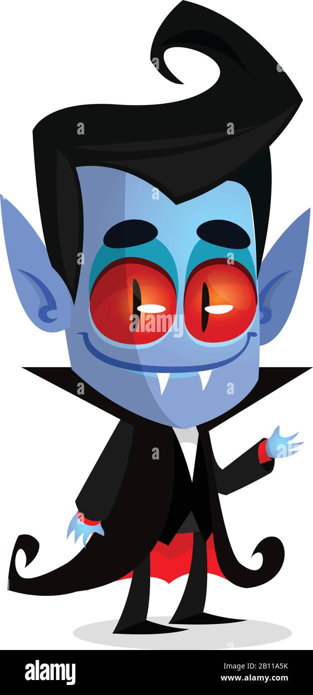 Joli vampire de dessin animé avec yeux rouges. Illustration vectorielle ...
