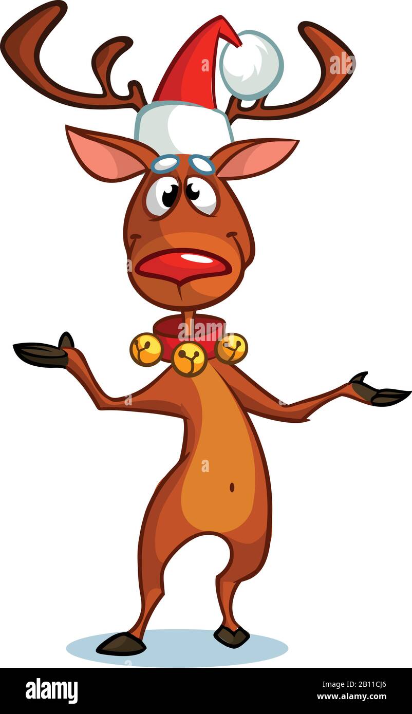 Joyeux dessin animé Noël renne à nez rouge rudolph. Illustration ...