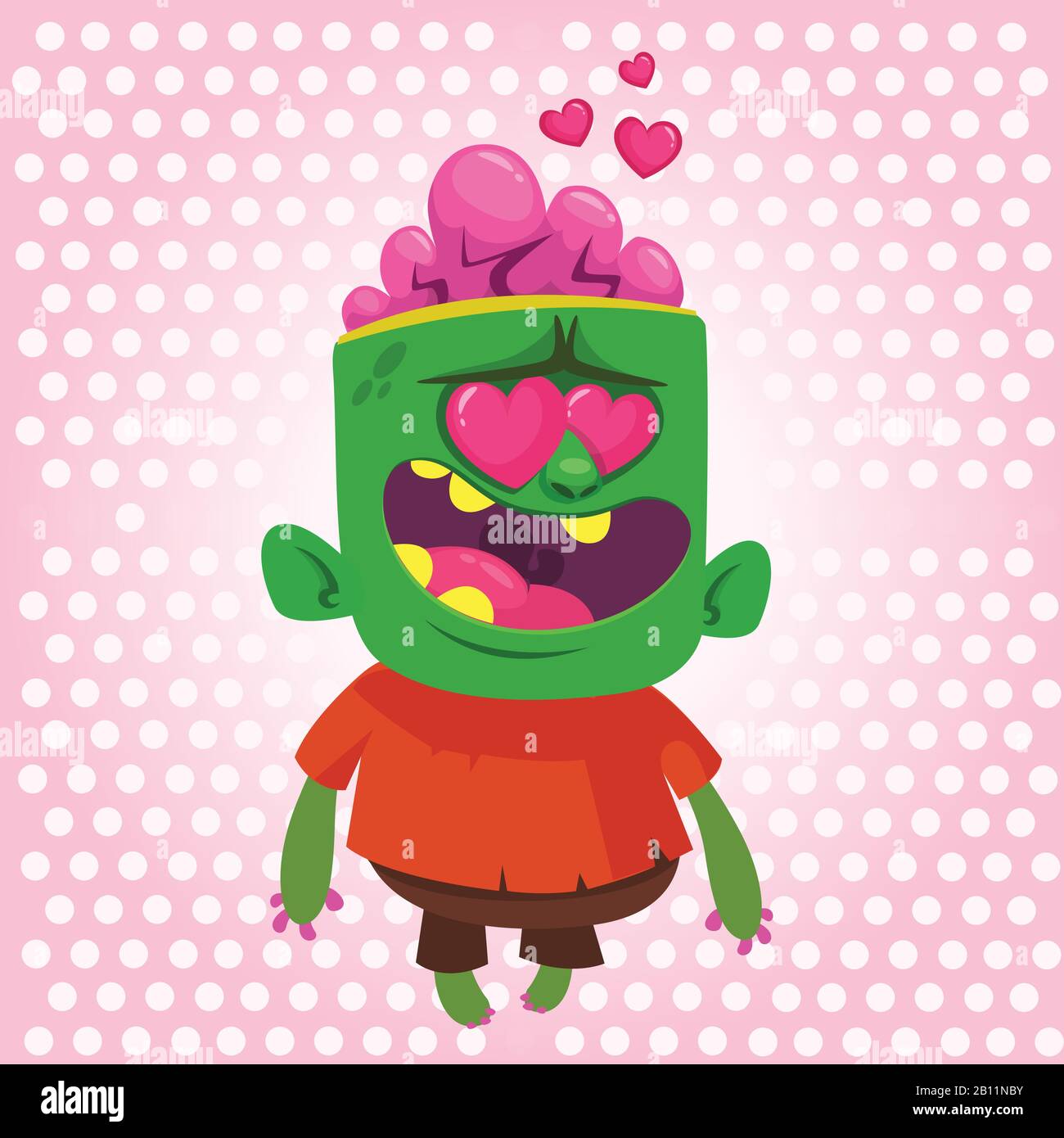 Zombie de dessin animé dans l'amour. Illustration vectorielle Halloween ...