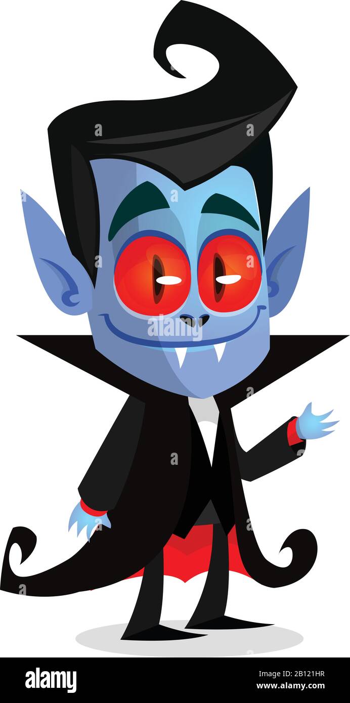 Joli vampire de dessin animé avec yeux rouges. Illustration vectorielle ...