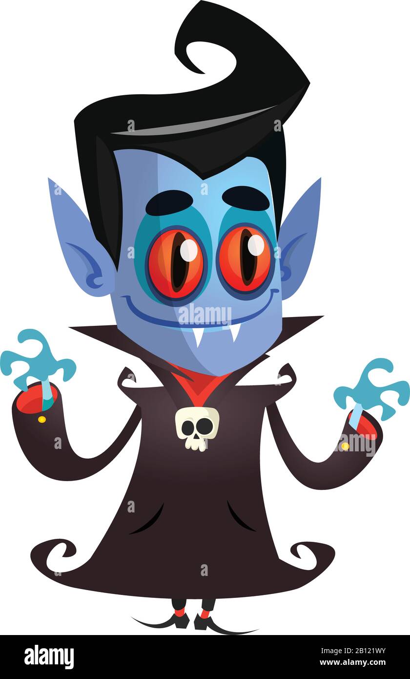 Joli vampire de dessin animé avec yeux rouges. Illustration vectorielle ...