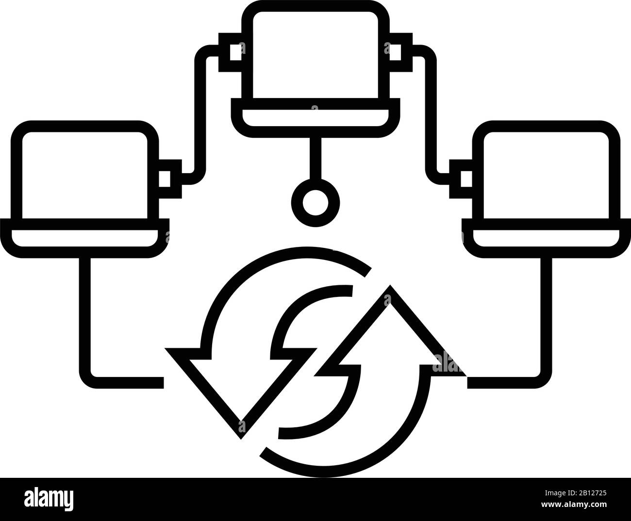 Icône de ligne réseau informatique, signe concept, illustration ...