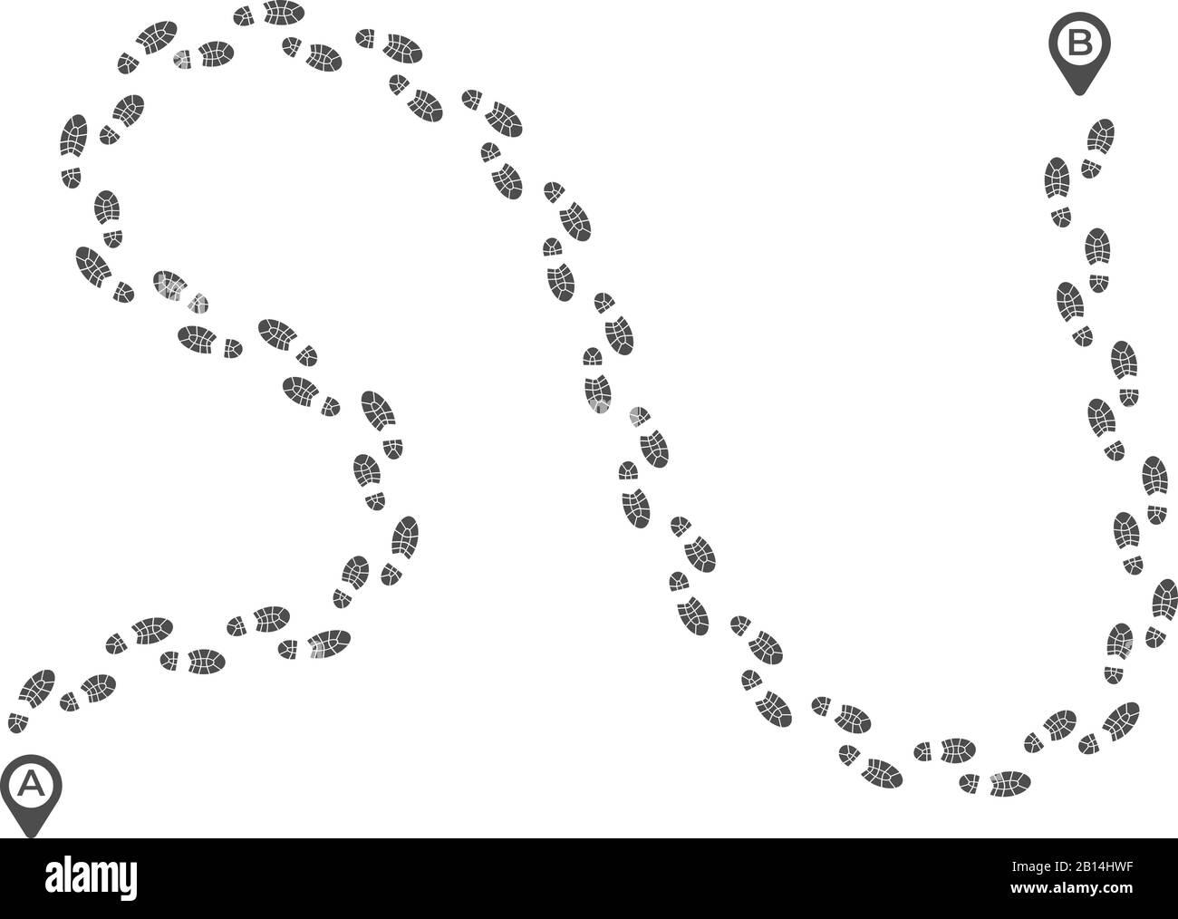 Parcours de marche sur les pas. Empreinte empreinte empreinte empreinte ...