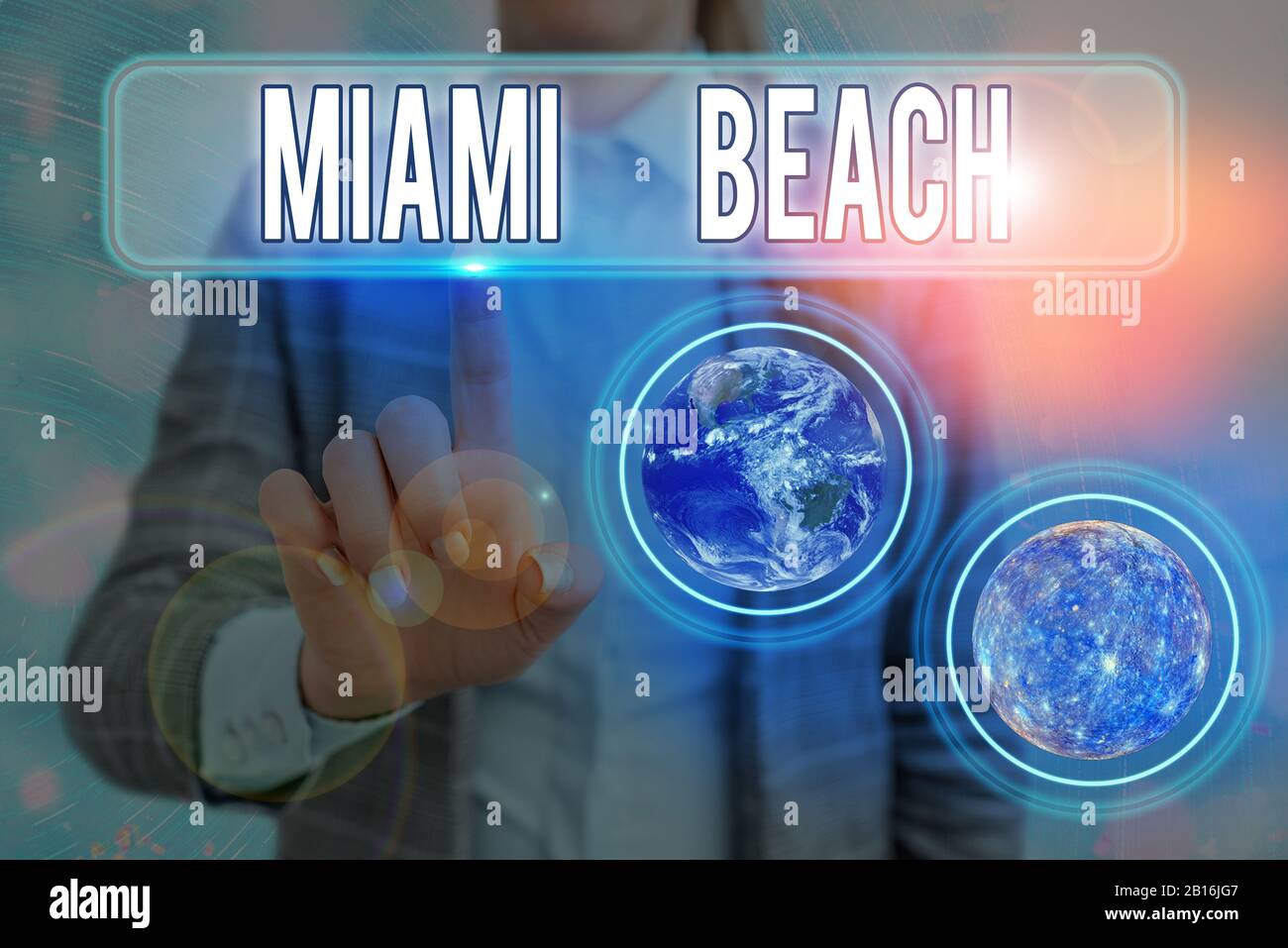 Panneau texte montrant Miami Beach. Photo d'affaires texte de la ...