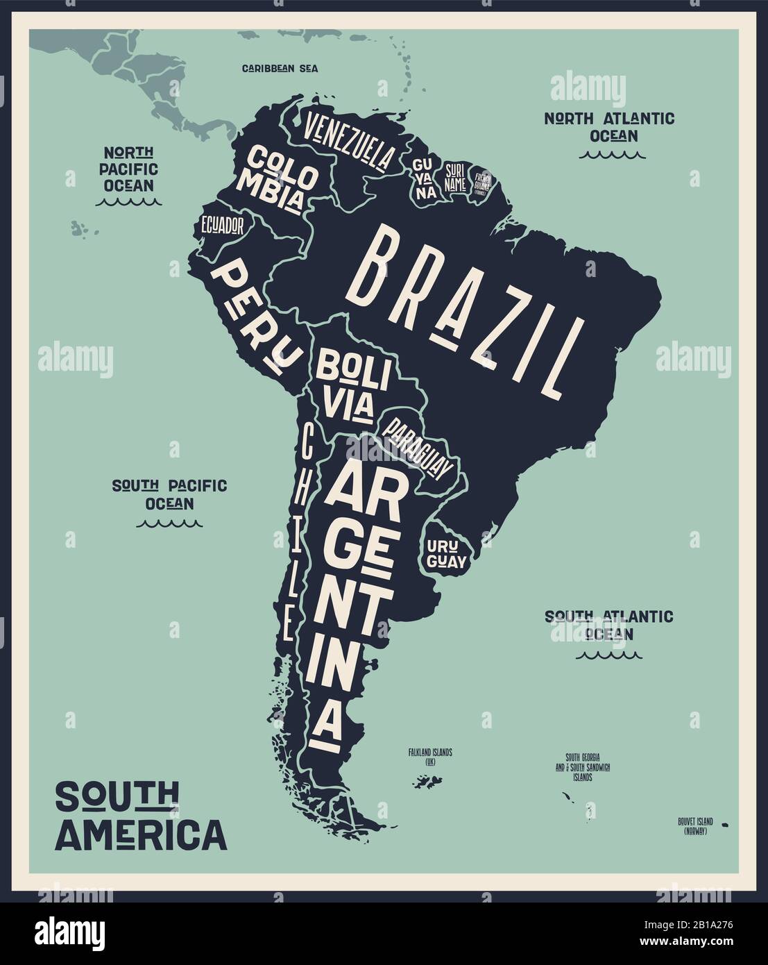 Carte Amérique Du Sud. Poster carte de l'Amérique du Sud Image ...