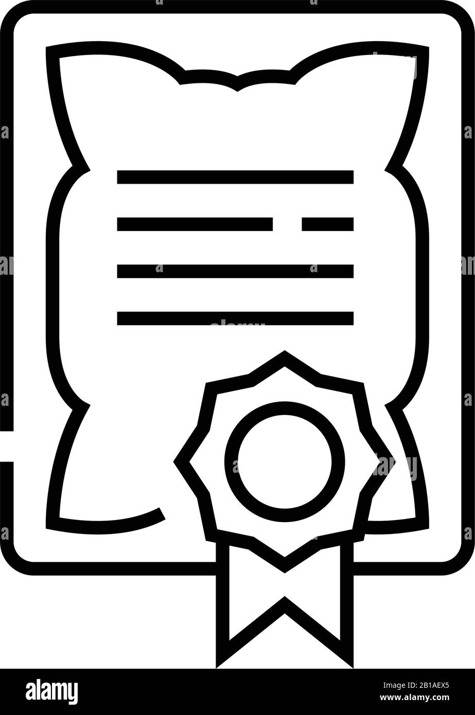 Icône de la ligne du diplôme, signe du concept, illustration ...