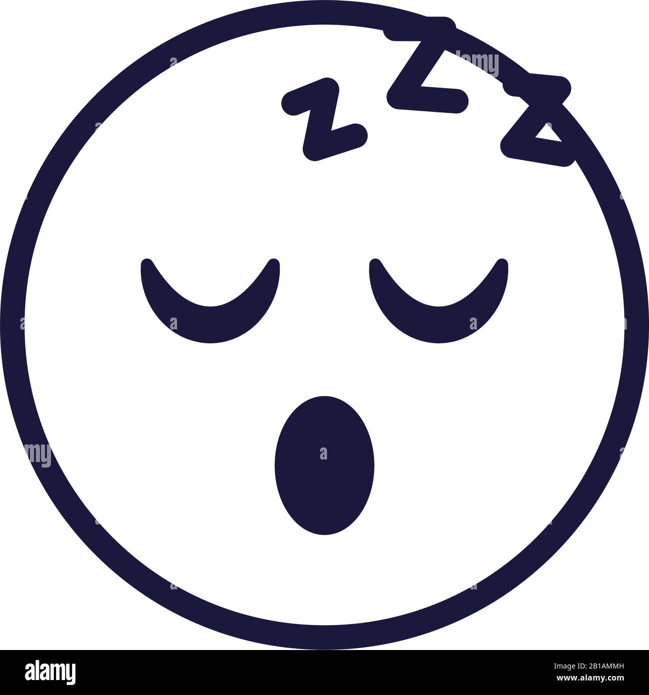 Motif icône style plat sur le visage d'un émoticône endormi, expression ...