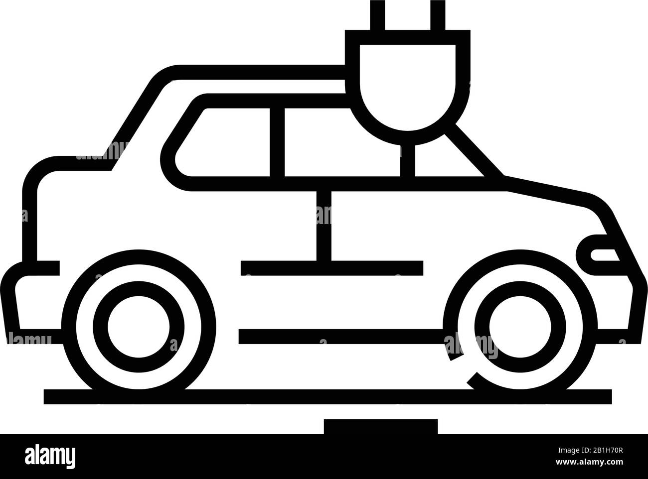 Icône de ligne électro-automobile, signe concept, illustration ...