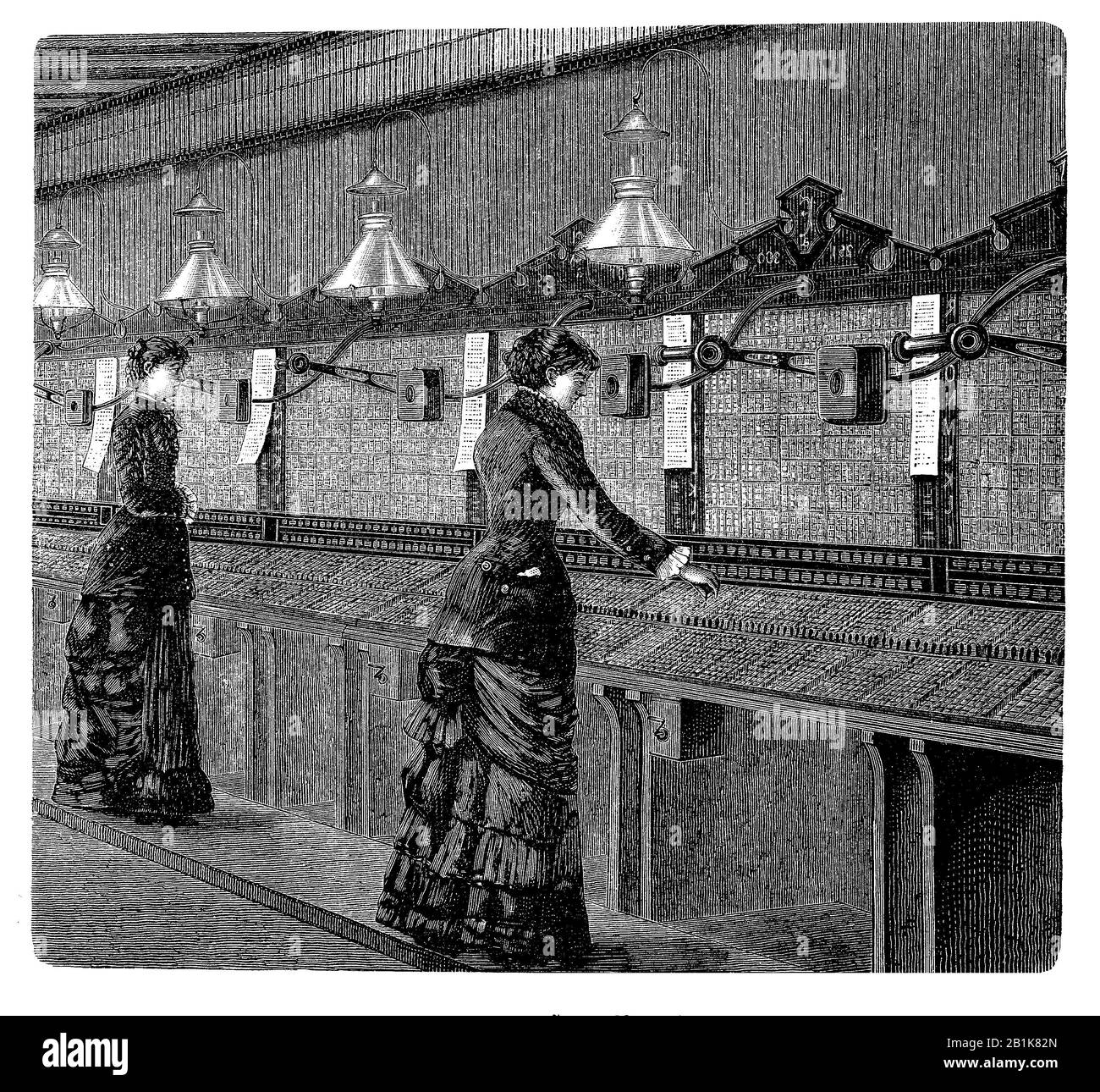 Standardiste dessin Banque d'images noir et blanc - Alamy