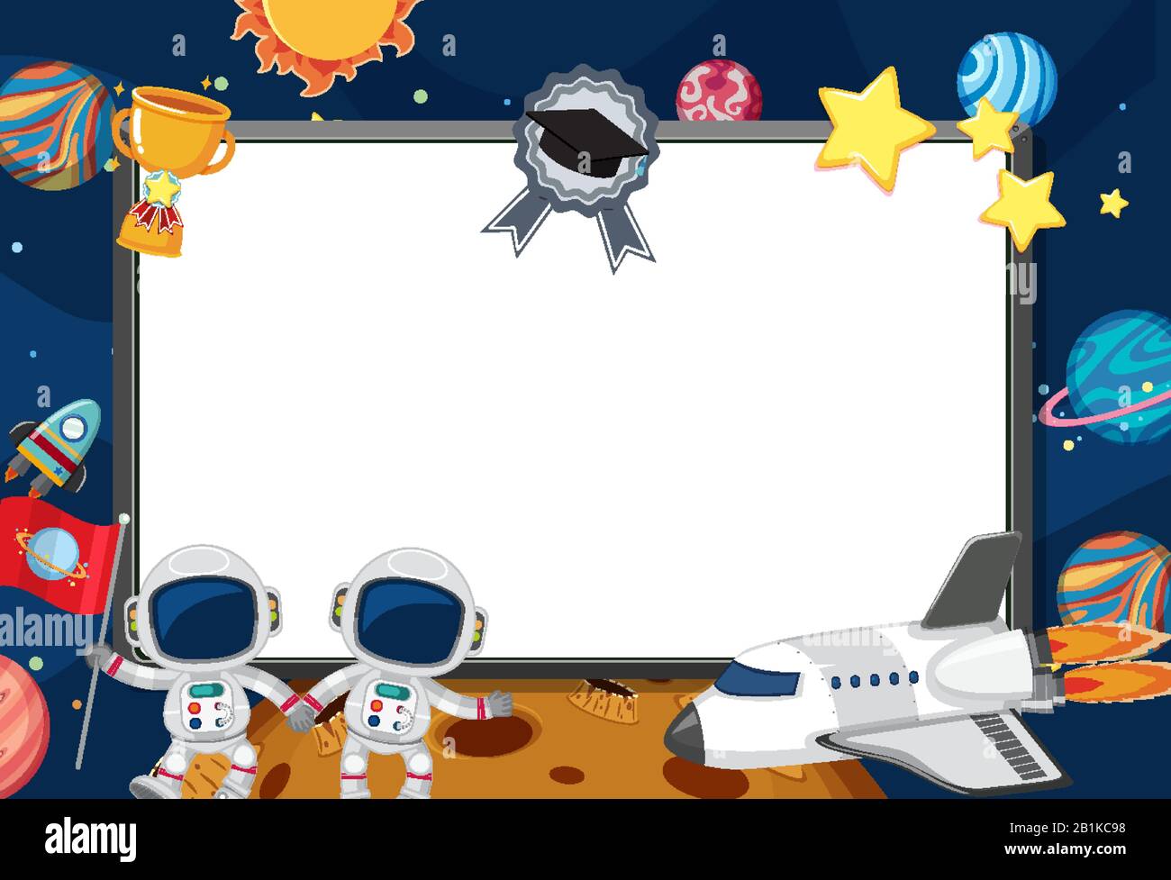 Modèle de cadre avec illustration de thème d'espace Image Vectorielle ...