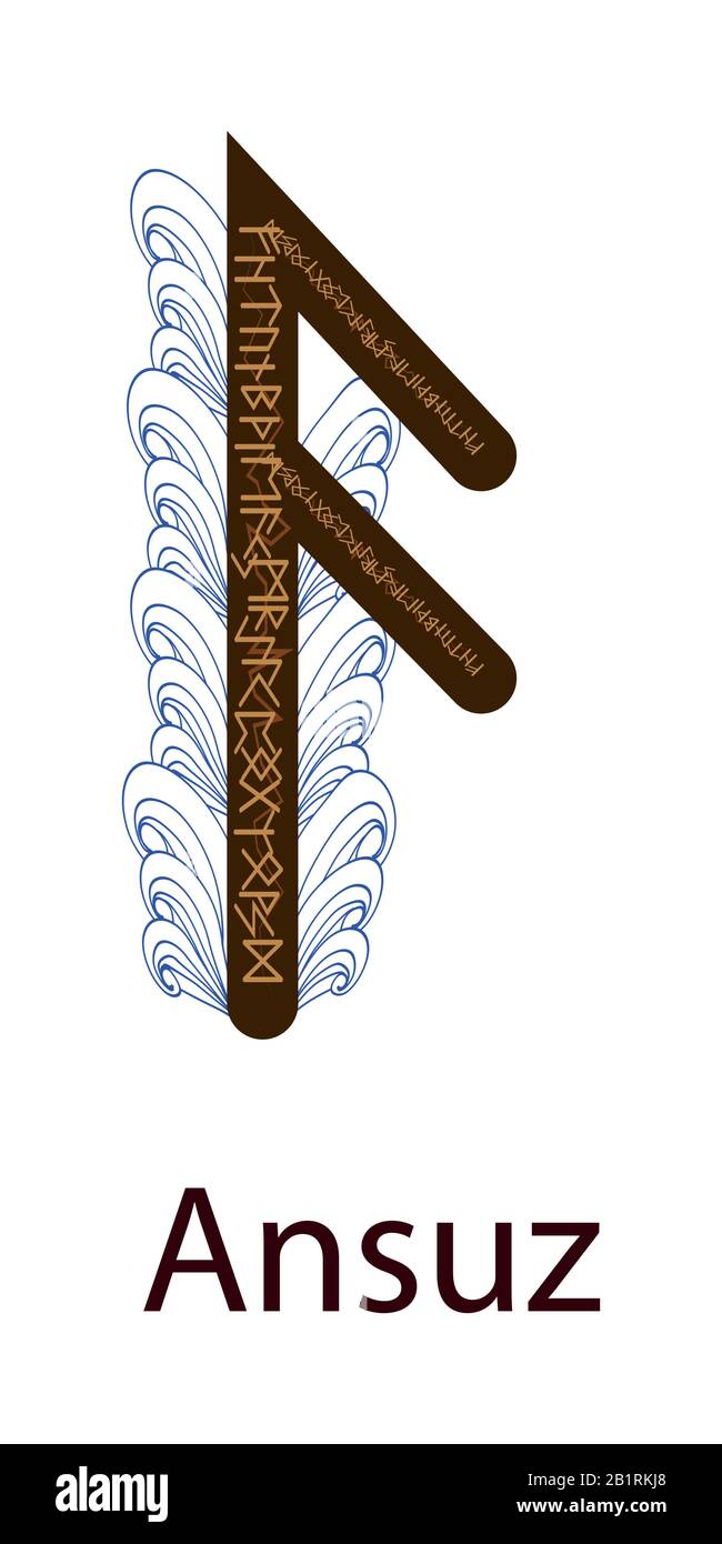 Runa Ansuz. Projection verticale. Scandinavian. Rune éléments de l'air ...