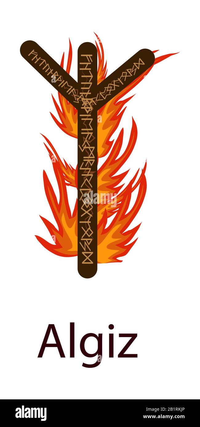 Algiz Rune. Projection verticale. Scandinavian. Runes élément feu, la ...