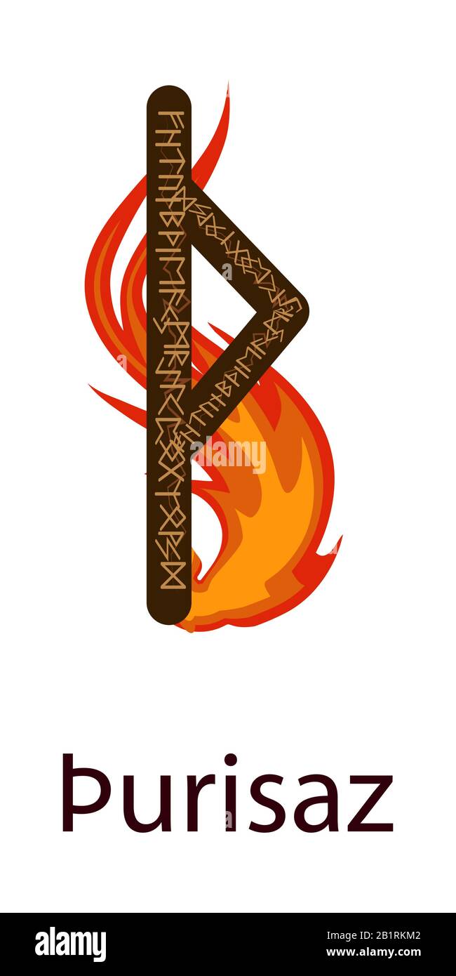 Runa Thurisaz. Projection verticale. Scandinavian. Runes élément feu ...