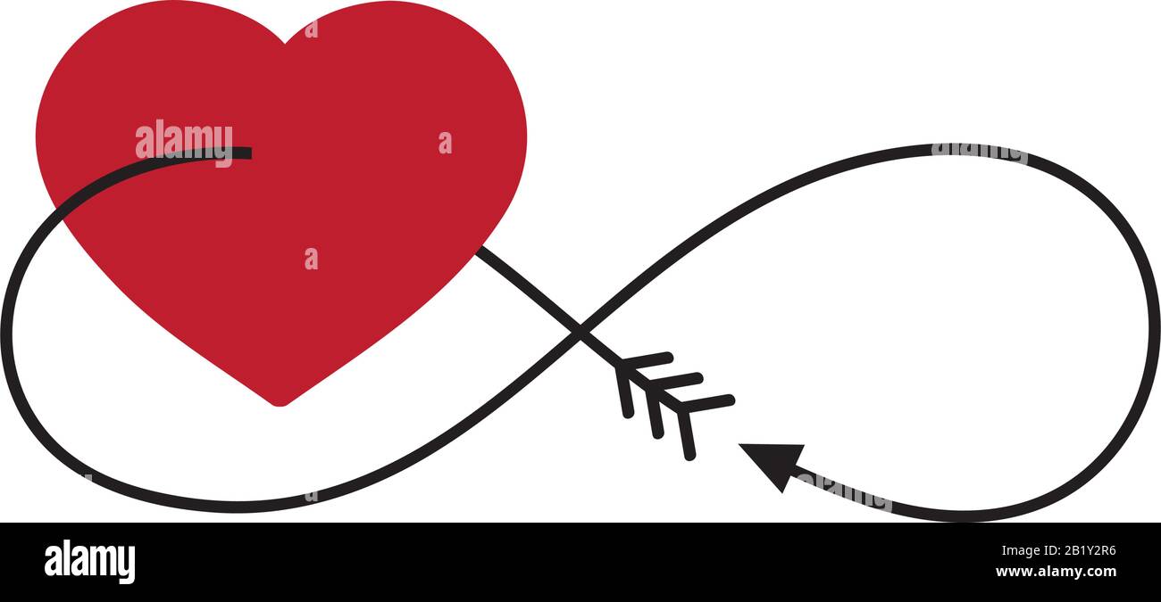 coeur rouge et flèche stylisée comme symbole infini, vecteur Image ...