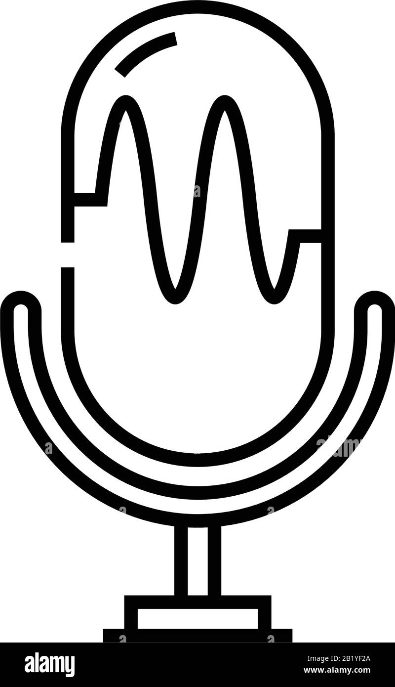 Icône de ligne micro, signe concept, illustration vectorielle de ...