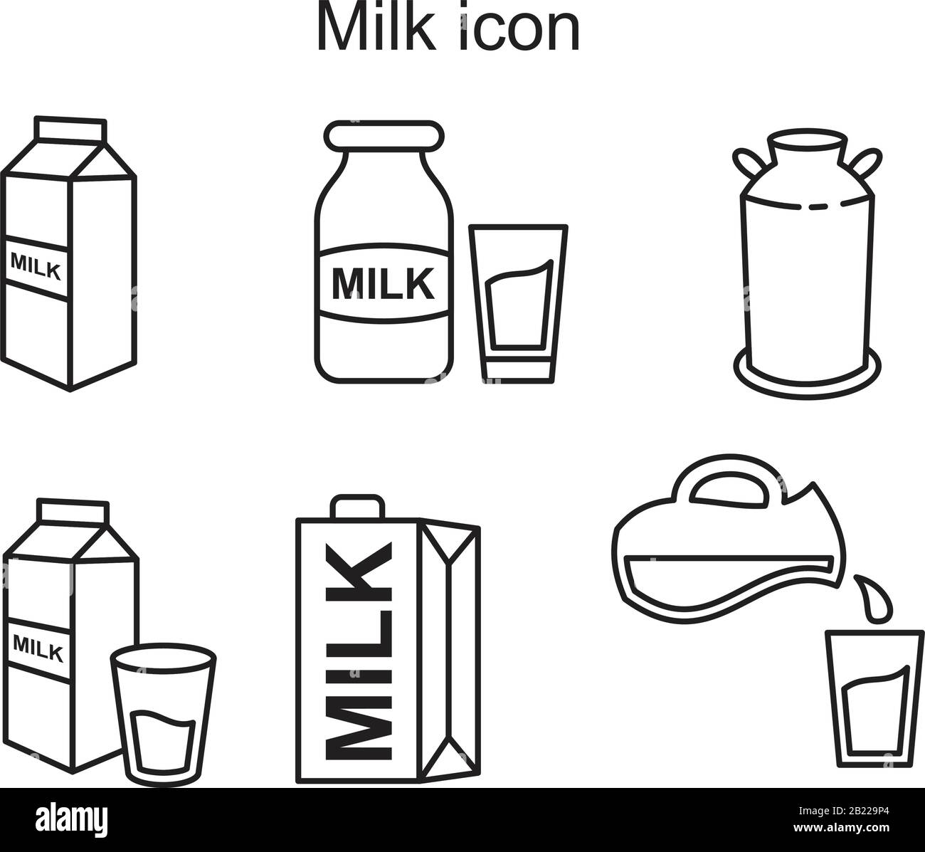 Modèle D'Icône lait couleur noire modifiable. Symbole d'Icône de lait ...