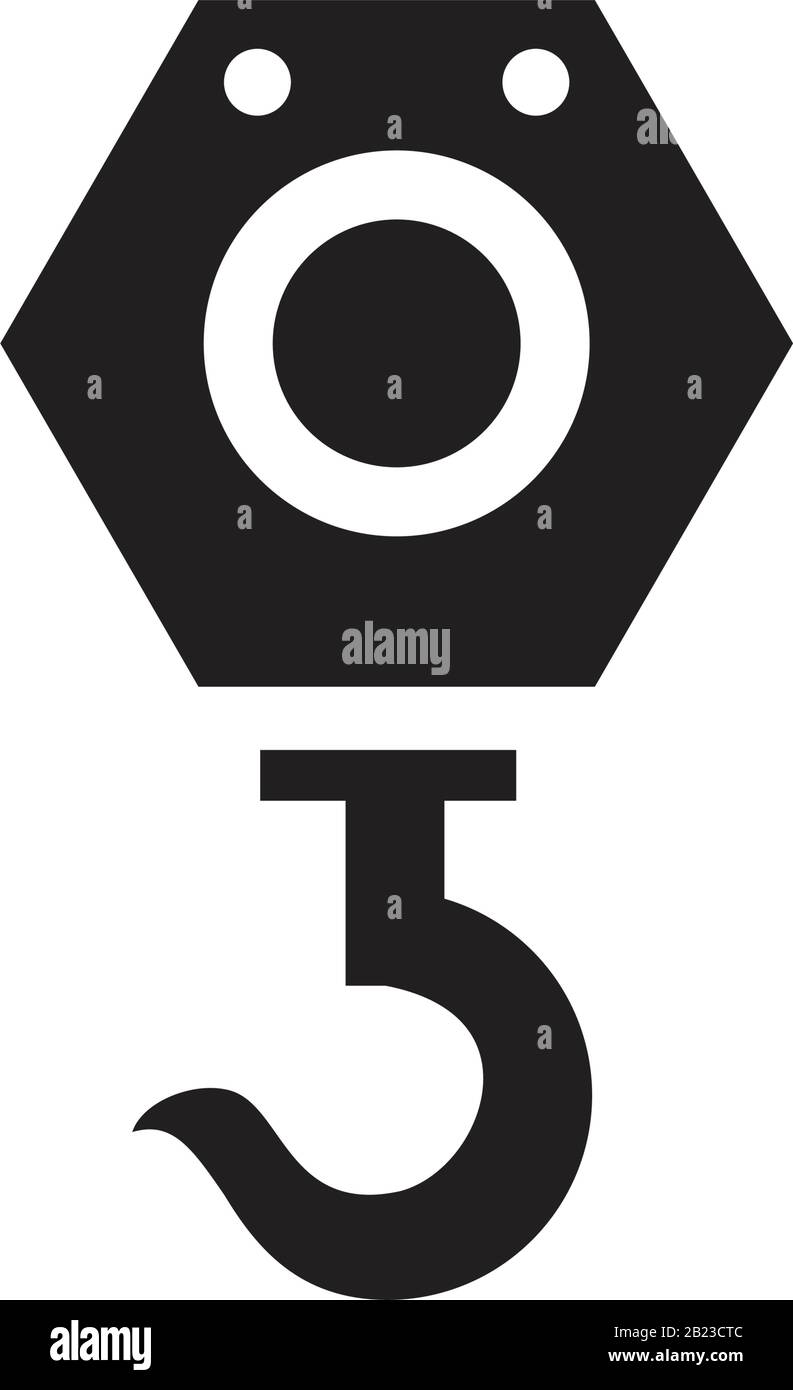 Pictogramme du modèle d'icône de crochet de grue couleur noire ...