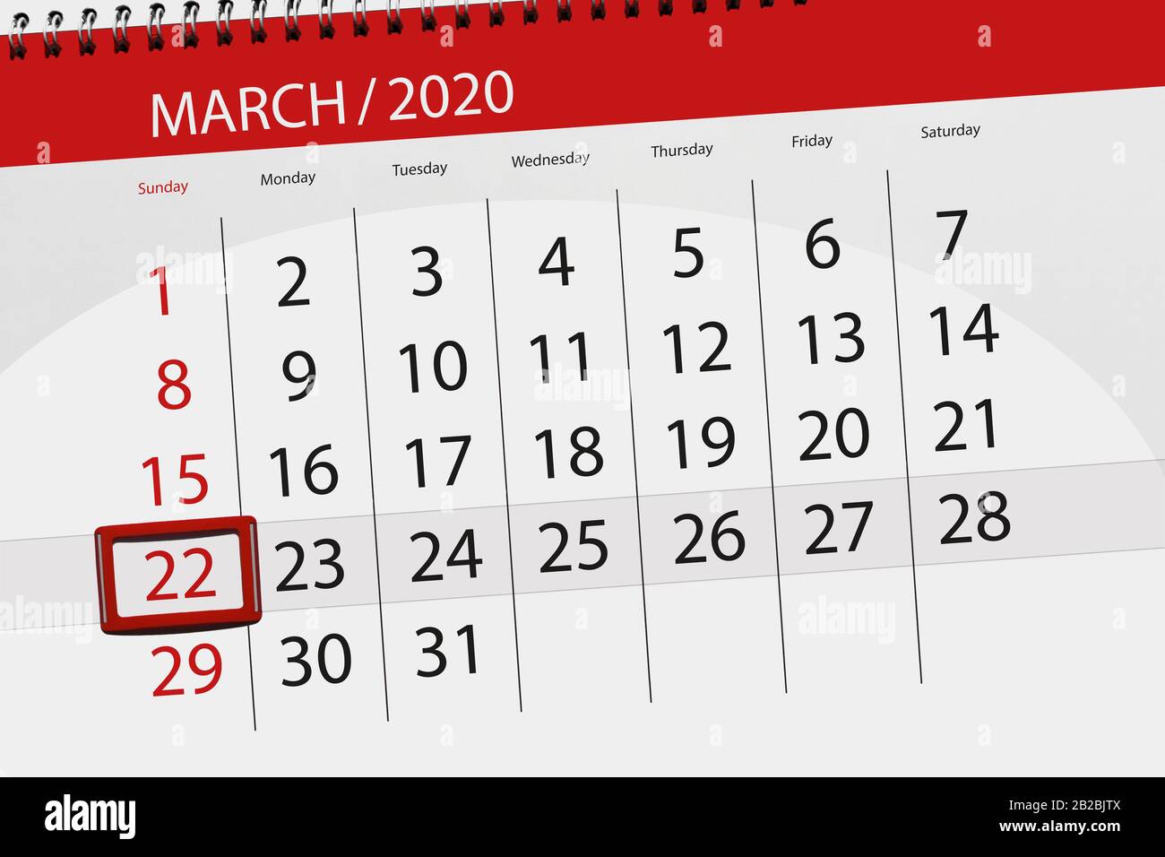 Calendrier 2020 mois de mars Banque de photographies et d’images à ...