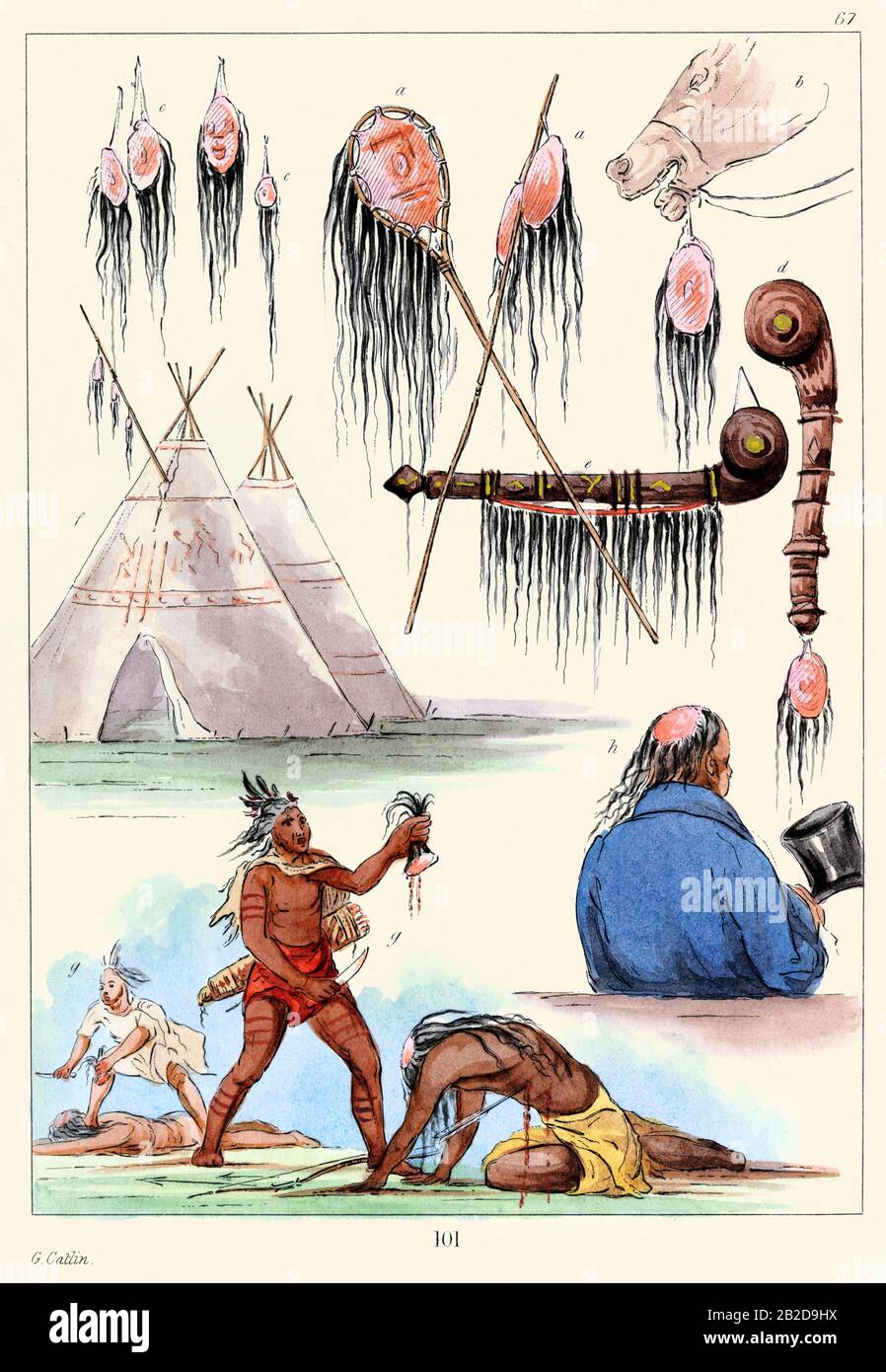 Native american with scalps Banque de photographies et d’images à haute ...