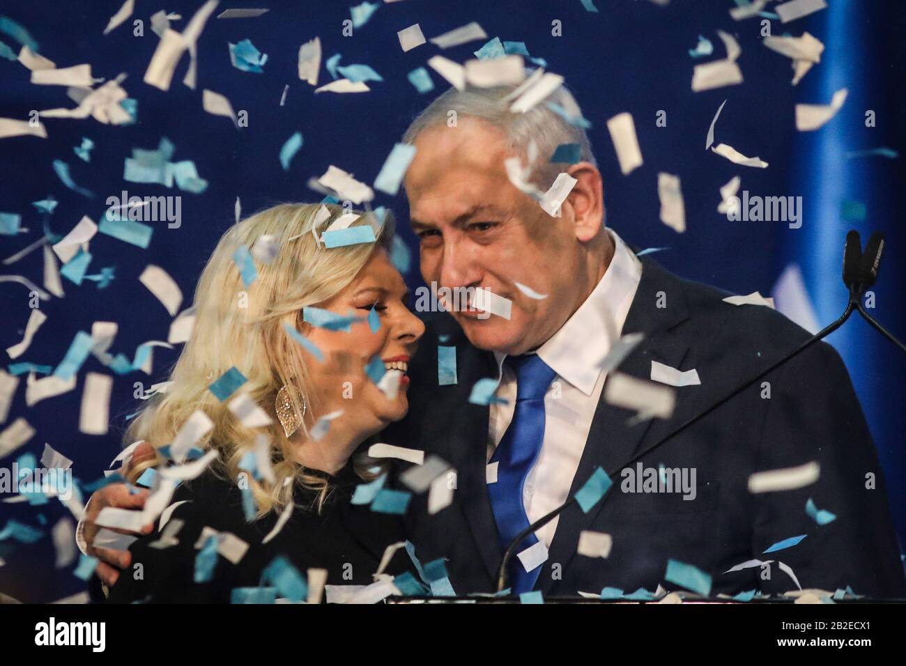 Tel Aviv, Israël. 03ème mars 2020. Le Premier ministre israélien et ...