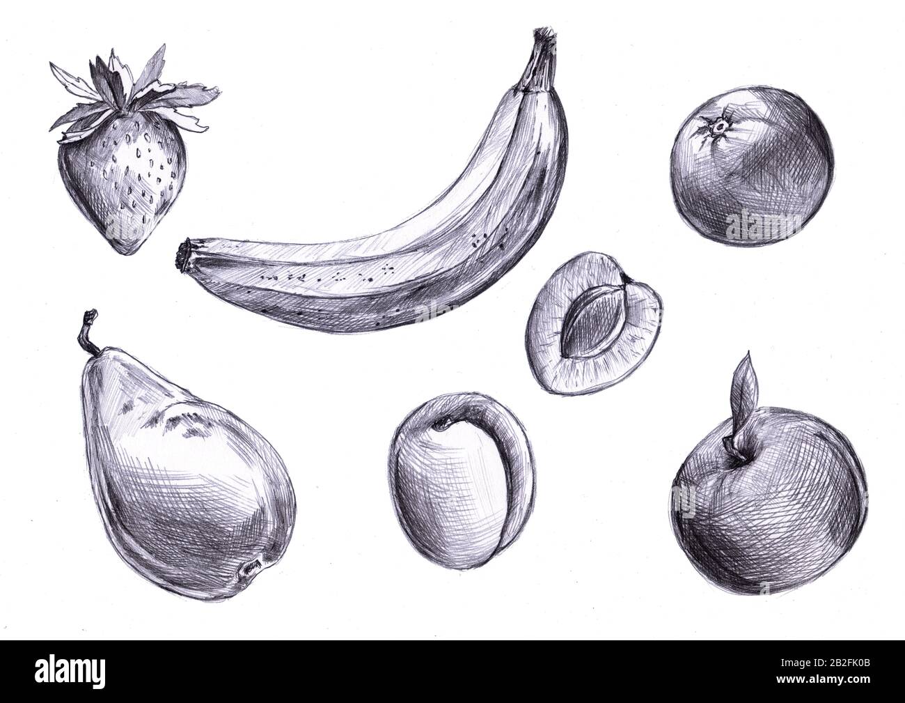 Dessin Au Crayon De Fruits