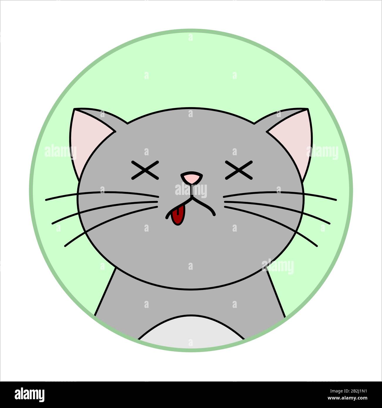 Mignon Mécontent, Grampy, Dead Cat, Round Icon, Emoticons. Un chat gris ...