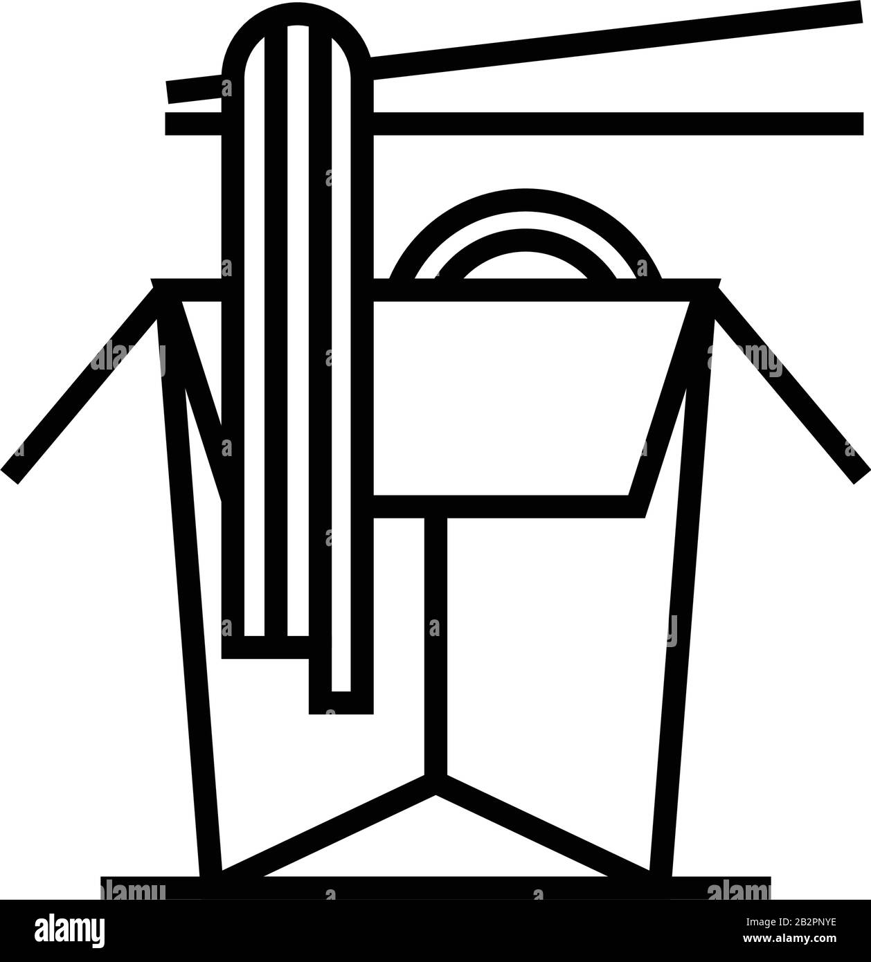 Icône de la ligne de pâtes à emporter, panneau concept, illustration ...