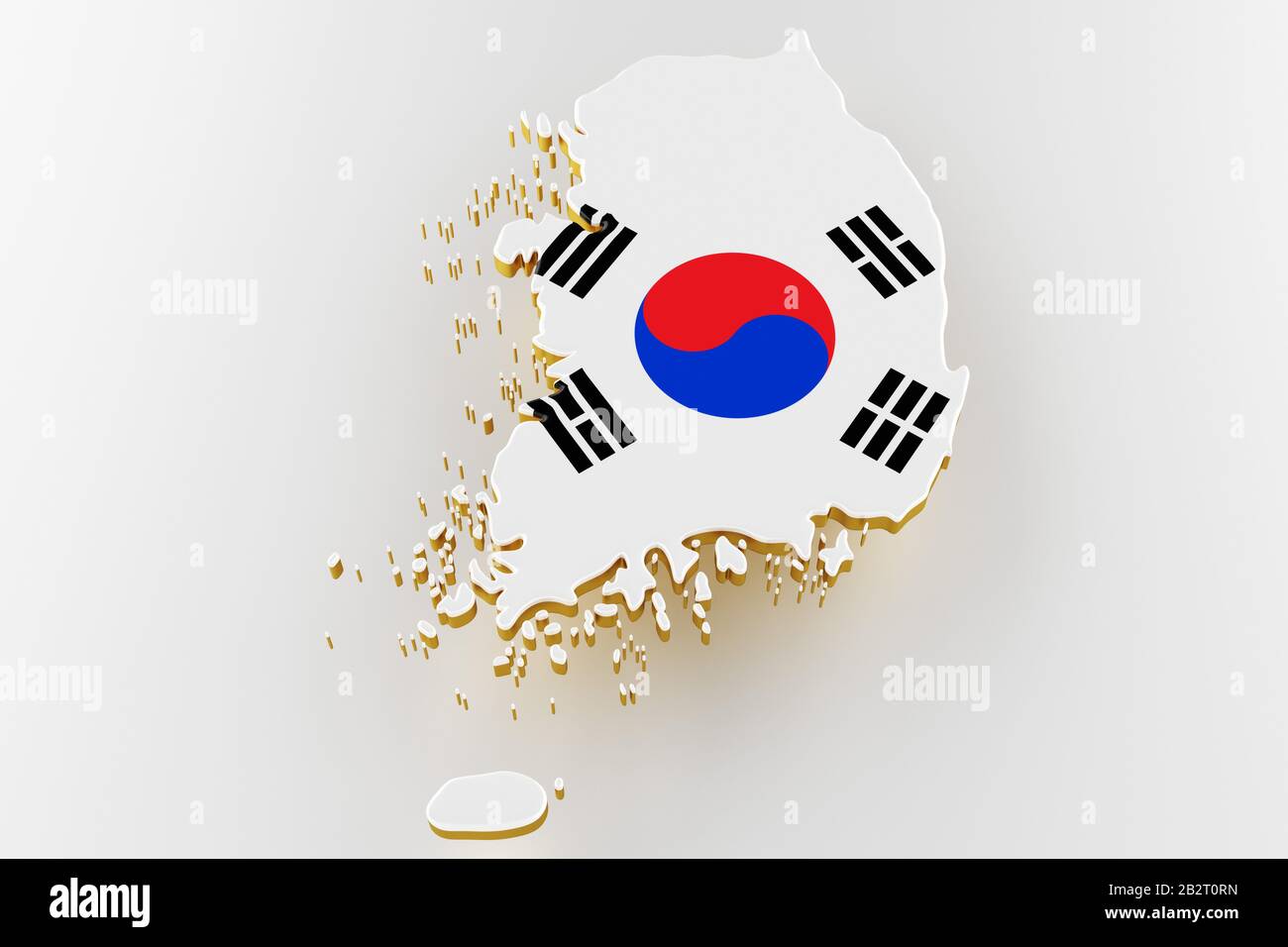 Carte tridimensionnelle de la Corée. Carte de la frontière terrestre de ...