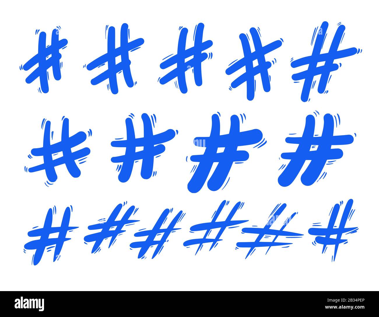 Ensemble de hashtag ou de signe numérique isolé sur fond blanc ...