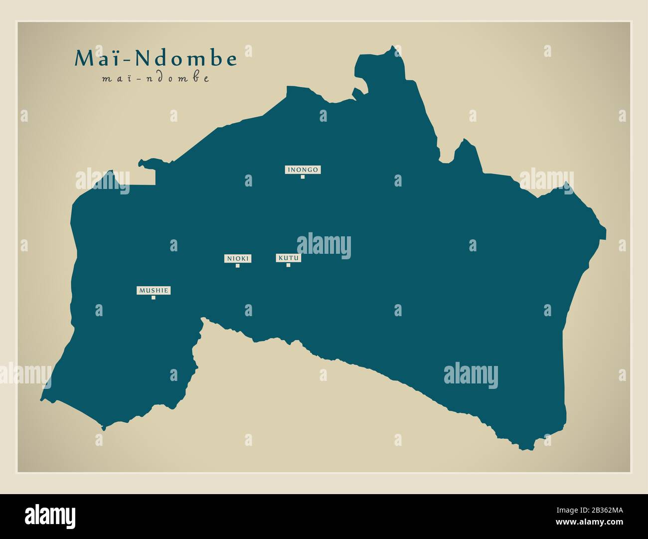 Carte moderne - carte de la province de Mai-Ndombe de DR Congo Image ...