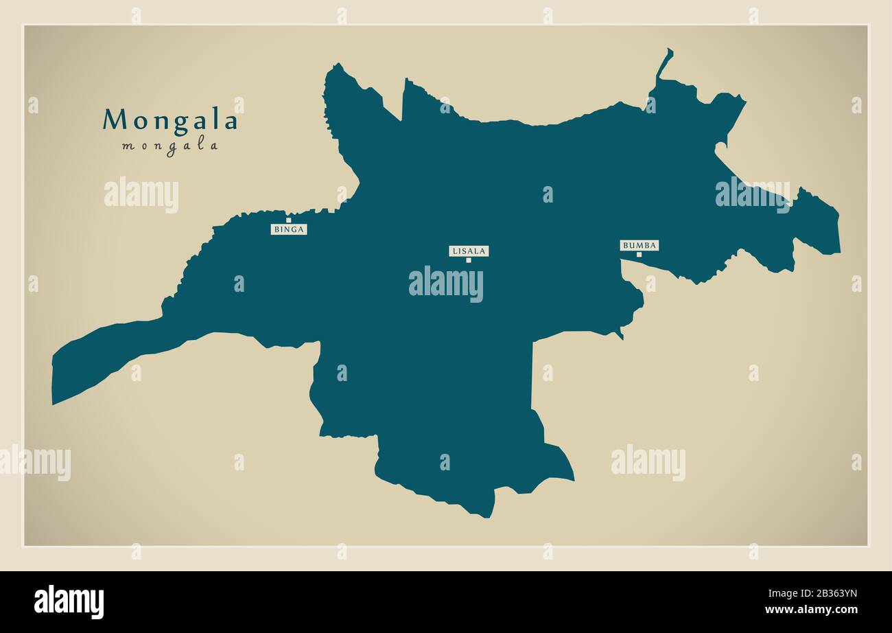 Carte moderne - carte de la province de Mongala de DR Congo Image ...