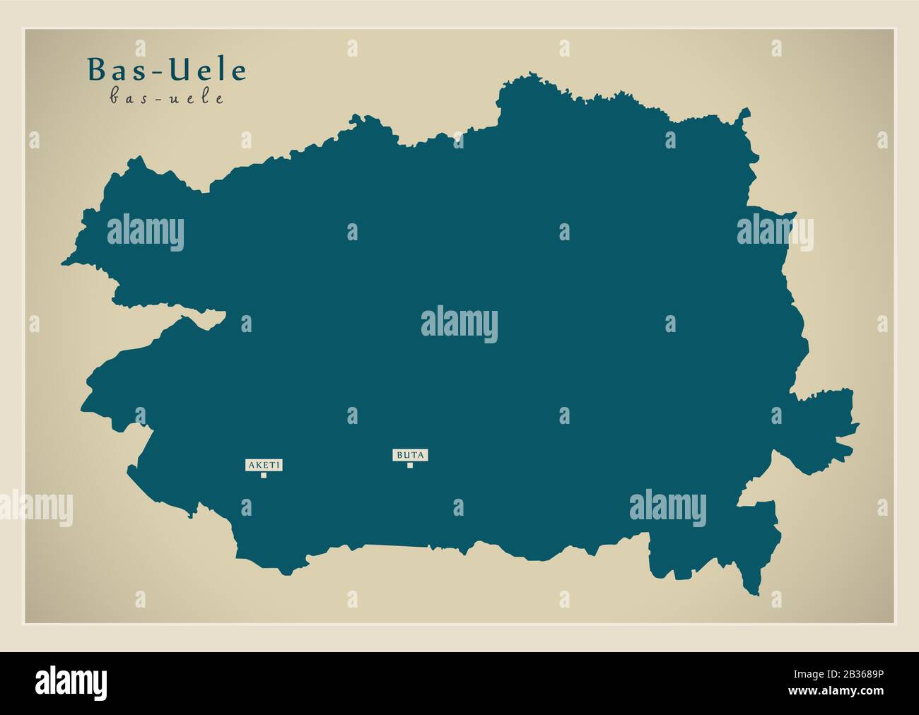 Carte moderne - carte de la province du Bas-Uele de DR Congo Image ...