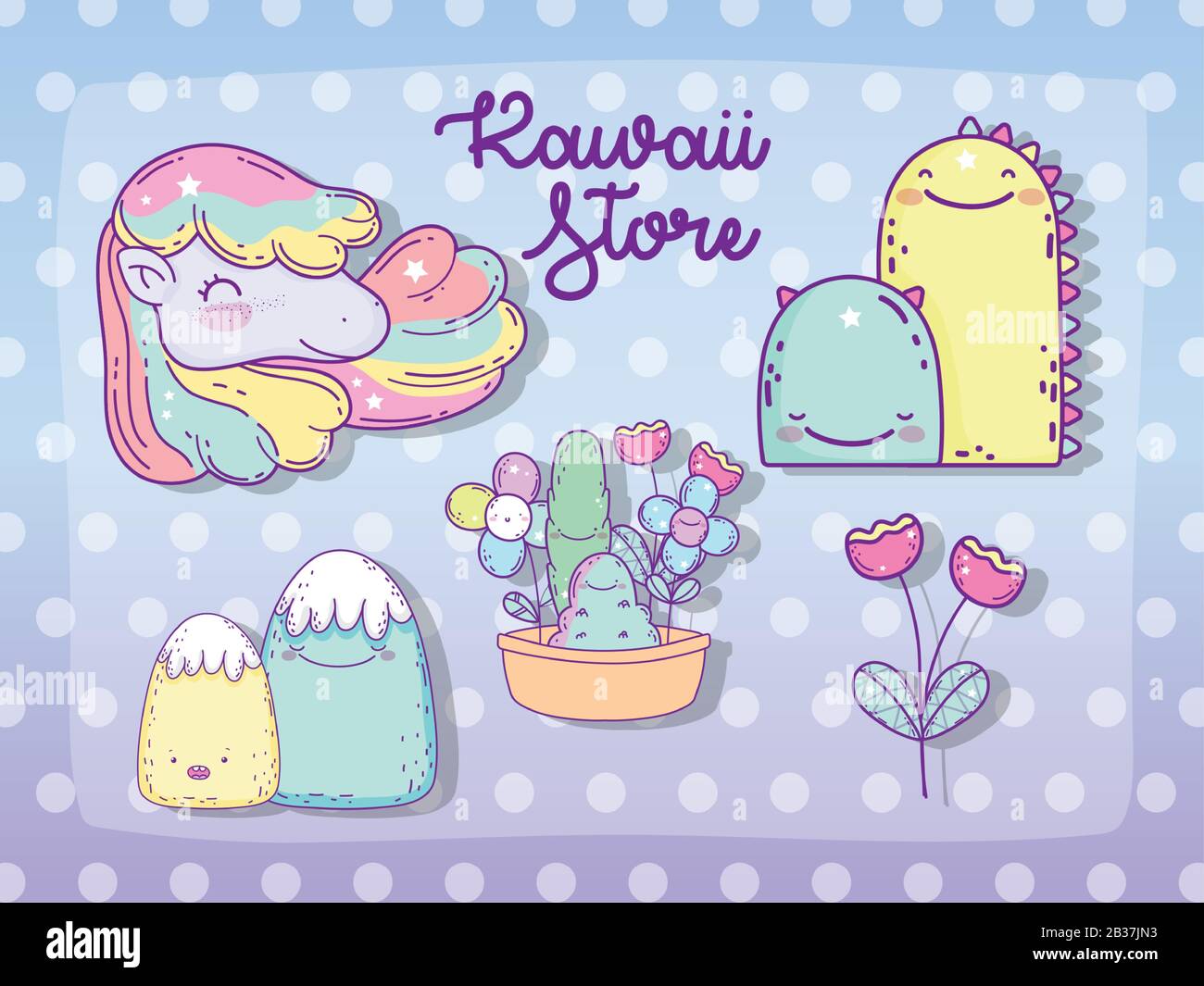 Kawaii magasin dessins animés, expression mignon personnage drôle et ...