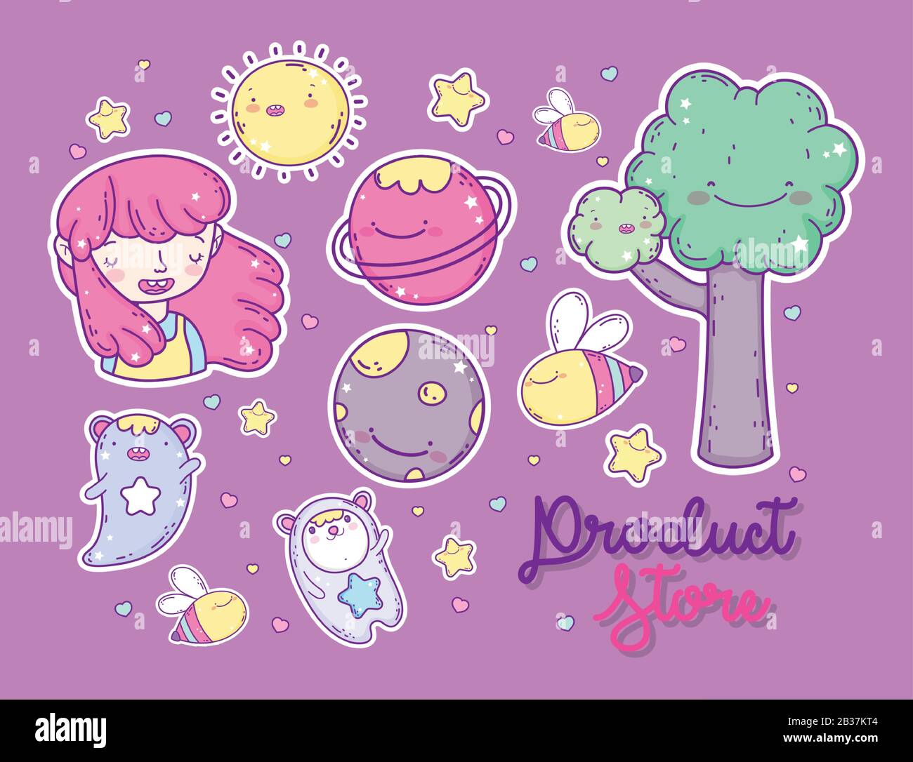 Kawaii magasin dessins animés, expression mignon personnage drôle et ...