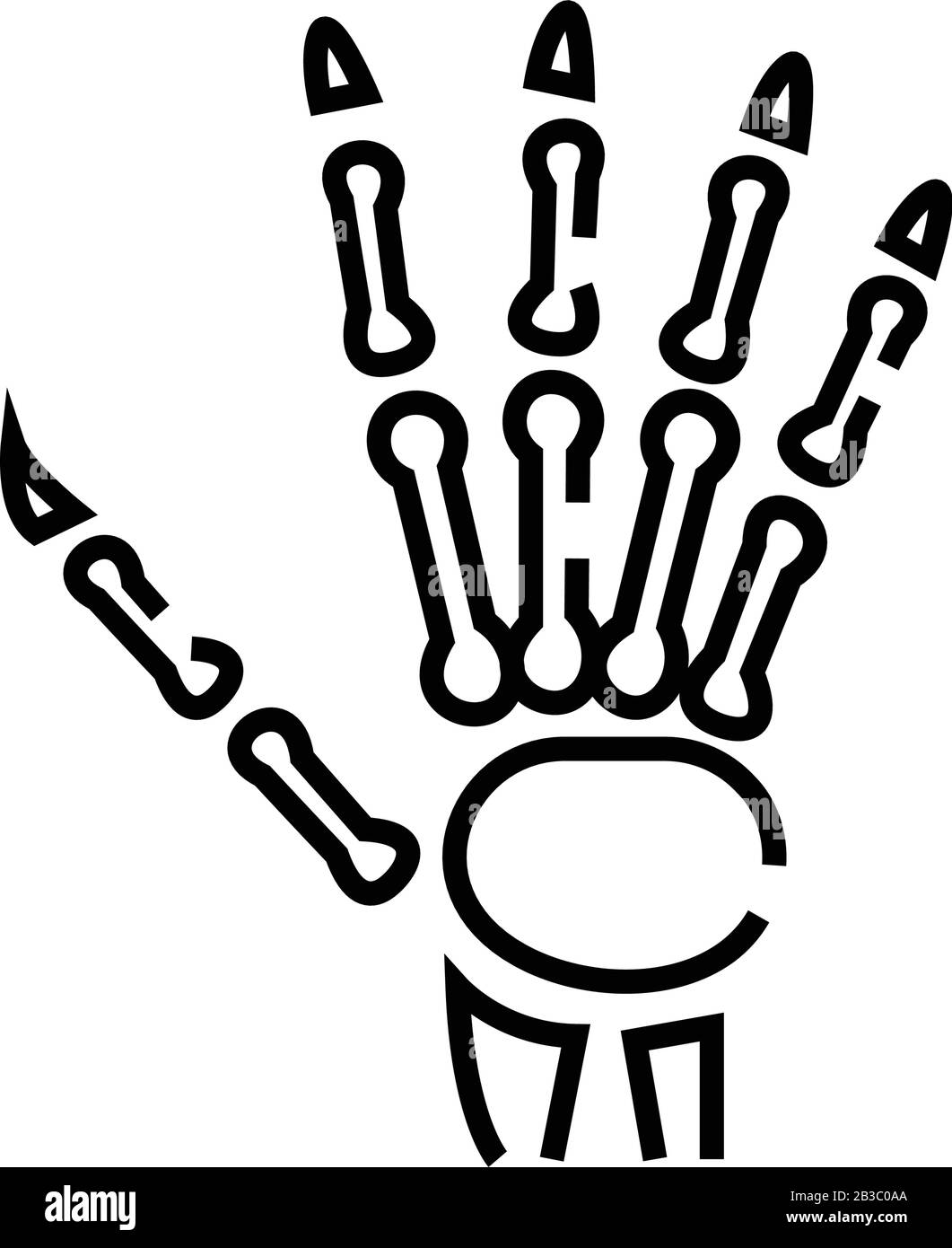 Icône de ligne de structure du poignet, signe de concept, illustration ...